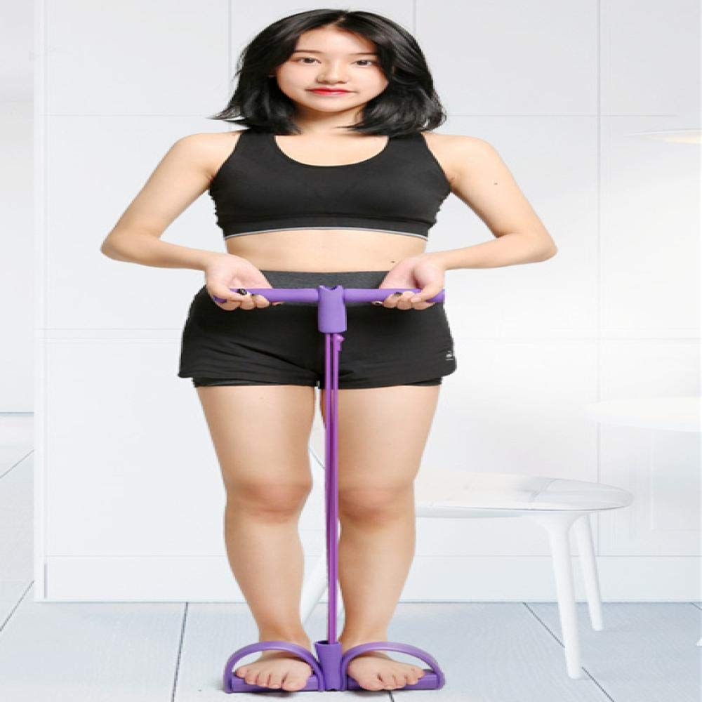 ROWGEE 仰卧起坐拉力绳 四管脚蹬拉力器 脚踏瑜伽健身器 粉色