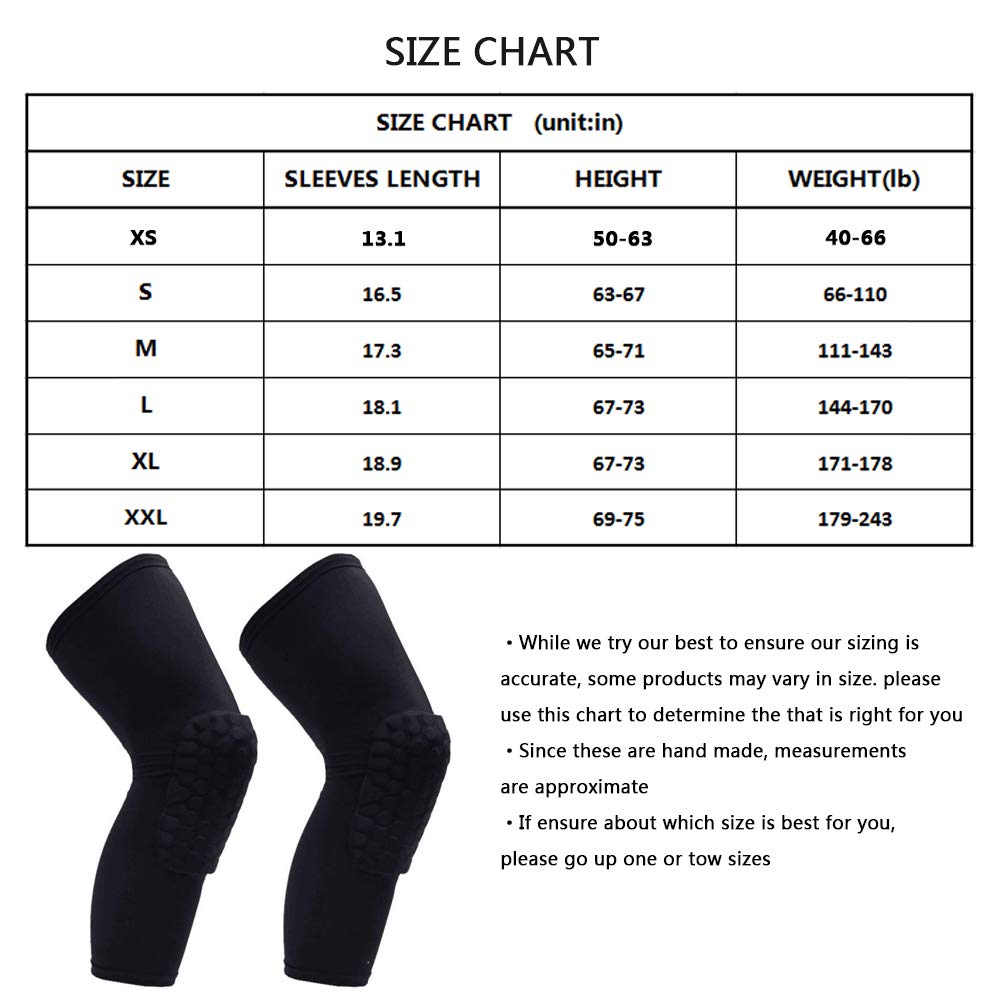 PISIQI Knee Pads Compression Pads Long Leg Sleeve Collision Avoidance Brace Protection Knee Sleeve for Basketball Football Volleyball Cycling (1 Pair)