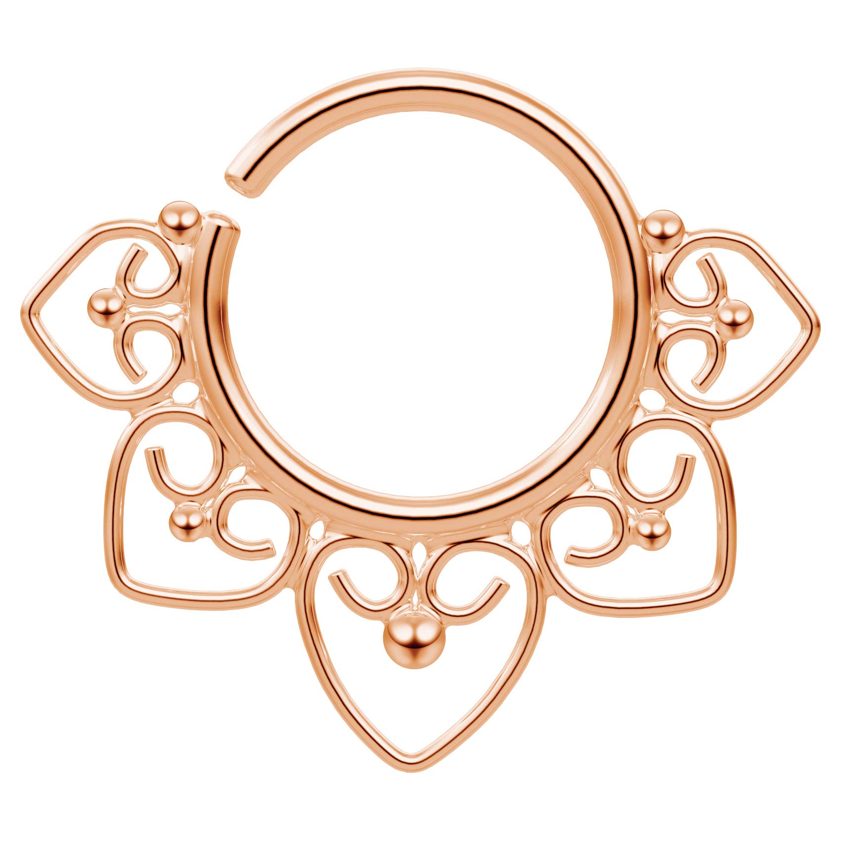 Septum 18g 5/16 8mm Unique Seam Hoop Ring Solid Brass Rhodium Plated daith Nose Ring Nostril Seam Ring Ear Cartilage Cool Helix Nostril Piercing Jewelry Rose Gold