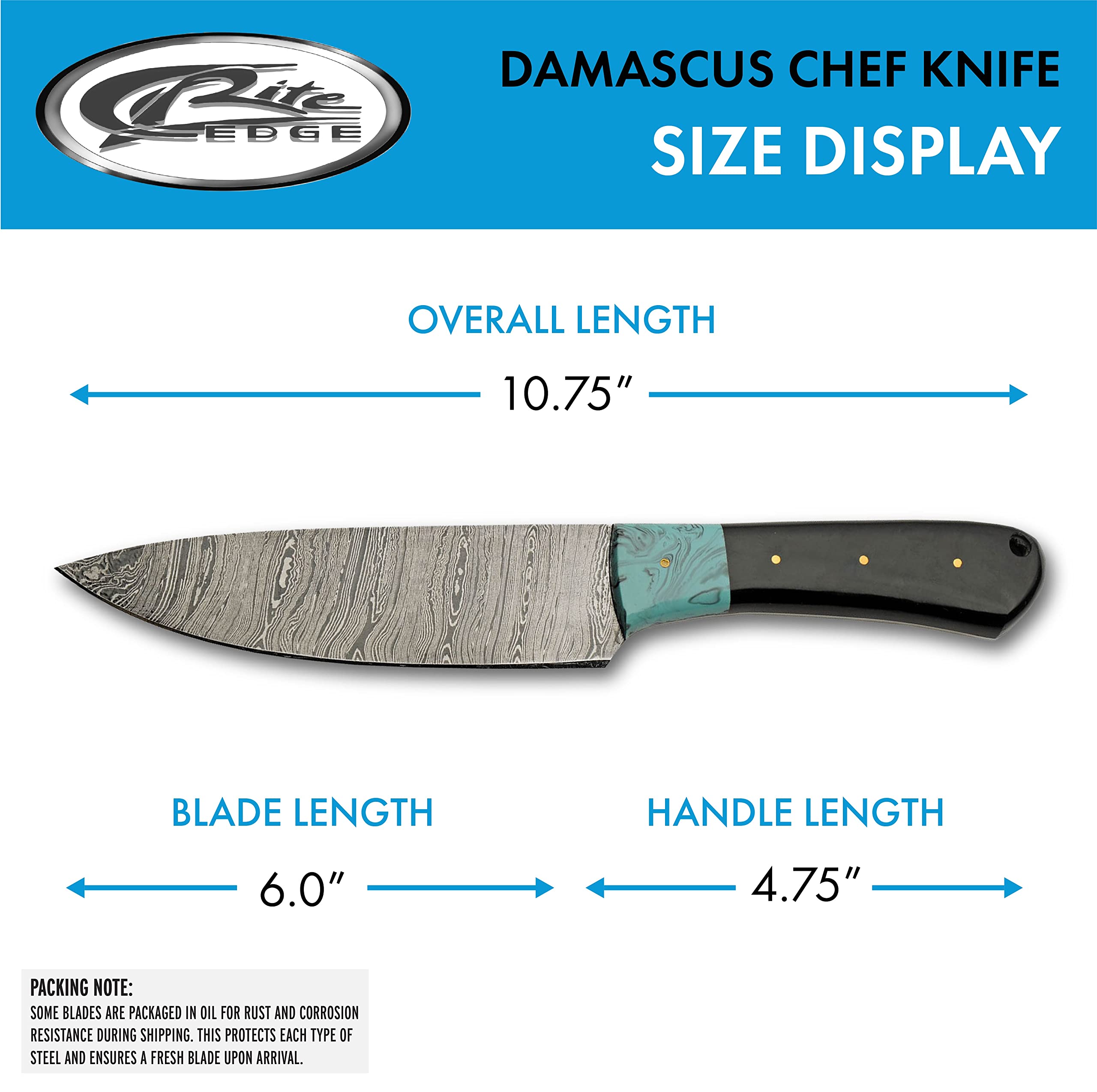 SZCO Supplies 10.75β Horn And Resin Handle Damascus Steel Outdoor Hunting Knife With Leather Sheath