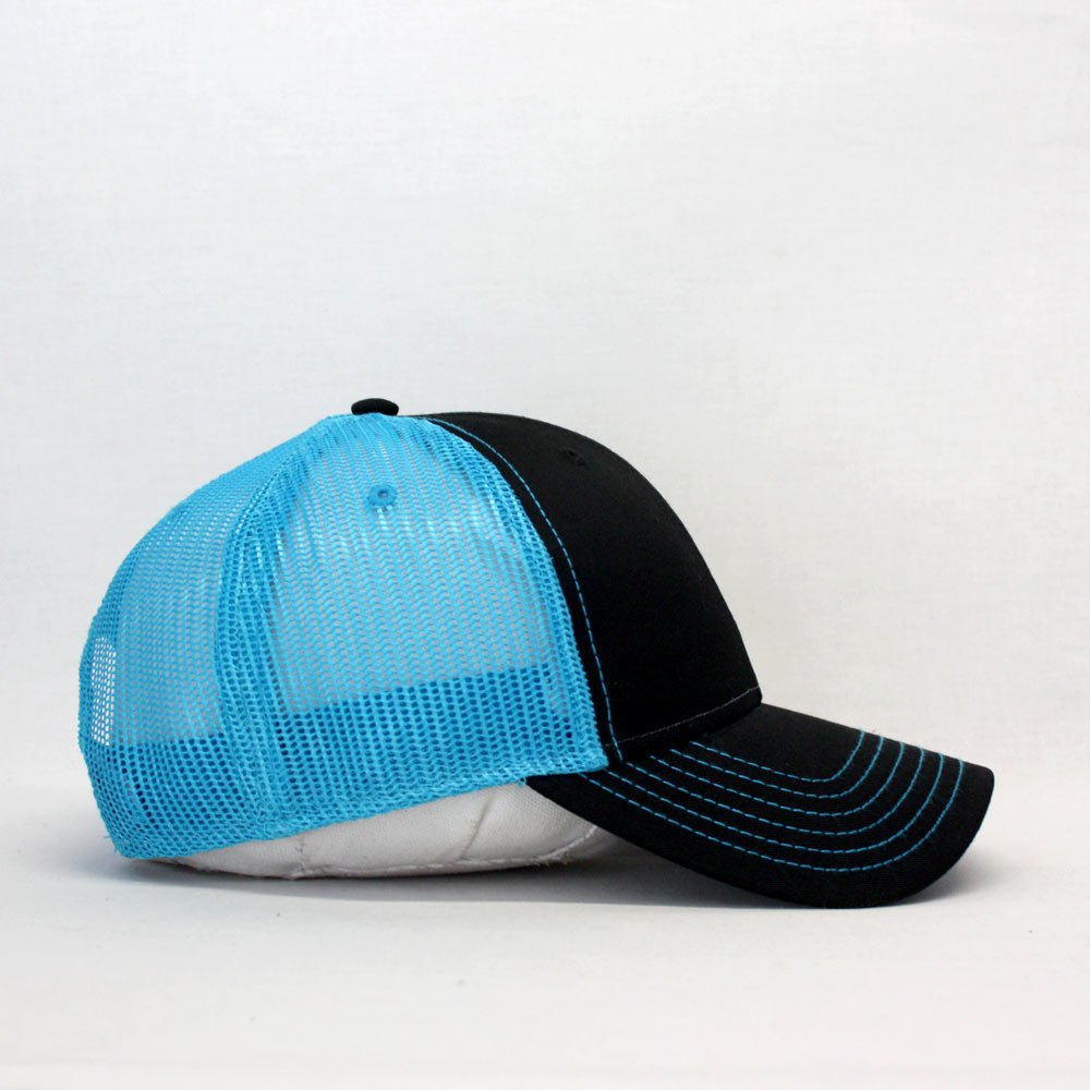 Plain Contrast Stitch Two Tone Cotton Mesh Men Women Snap Back Trucker Baseball Cap (Navy/Red/White)