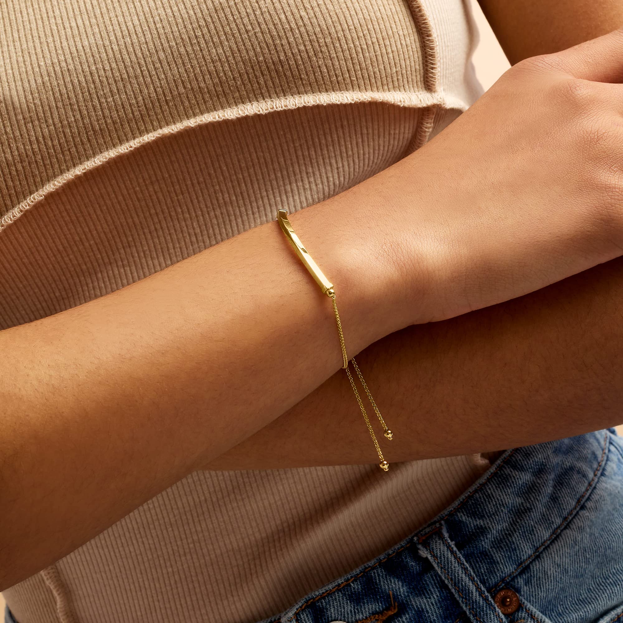Ross-Simons RS Pure 14kt Yellow Gold Bar Bolo Bracelet