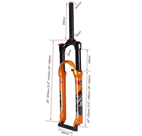 TYXTYX 26/27.5/29 inch Aluminum Alloy Bicycle Suspension Front Fork Mountain Bike air Fork Shoulder Control Lock disc Brake for Strong Structure Bike Accessories
