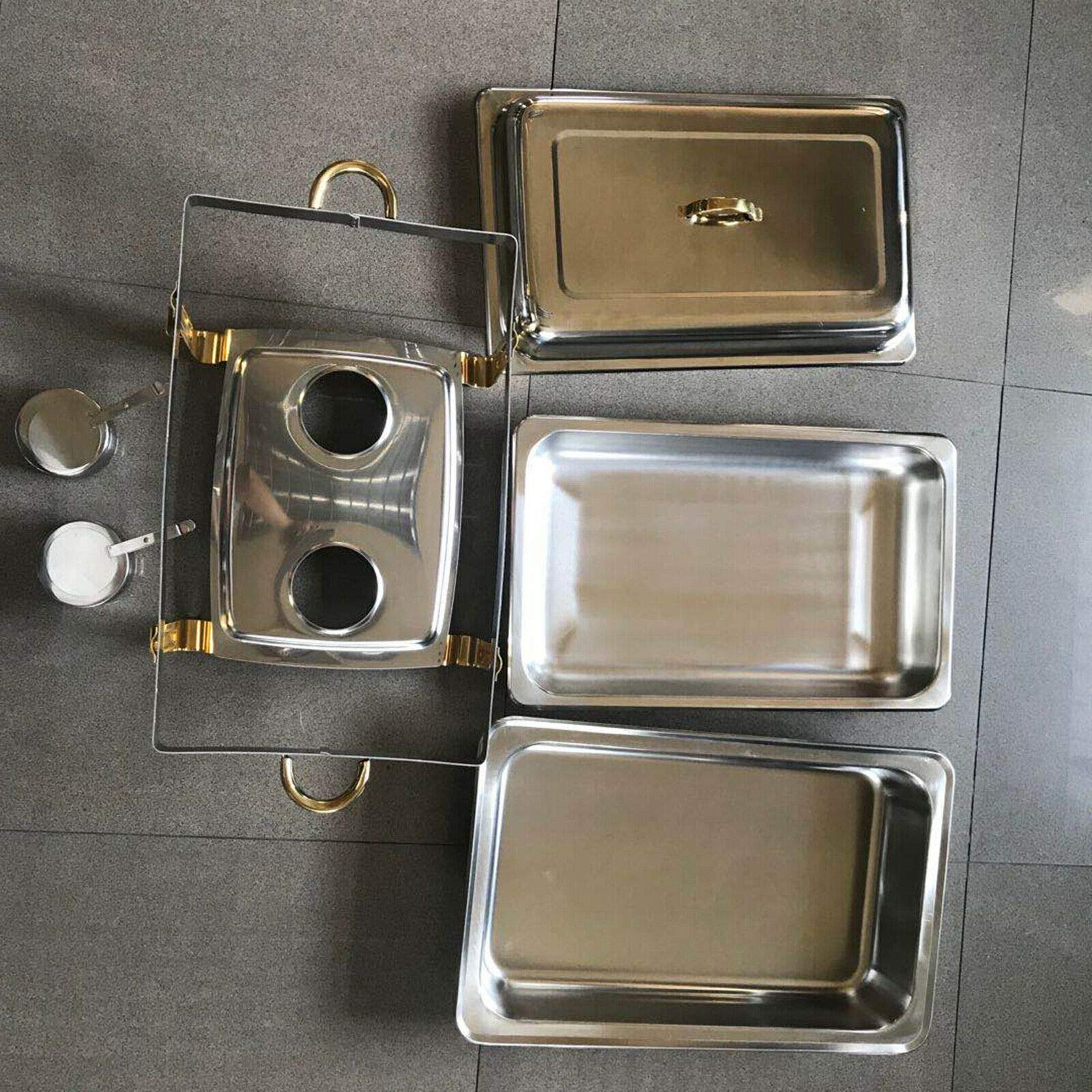TFCFL Chafer Chafing Dishes Buffet Set Stainless Steel Food Warmer Rectangular Buffet Stove 9.5QT Capacity Buffet Warmer Set for Home and Restaurant Use