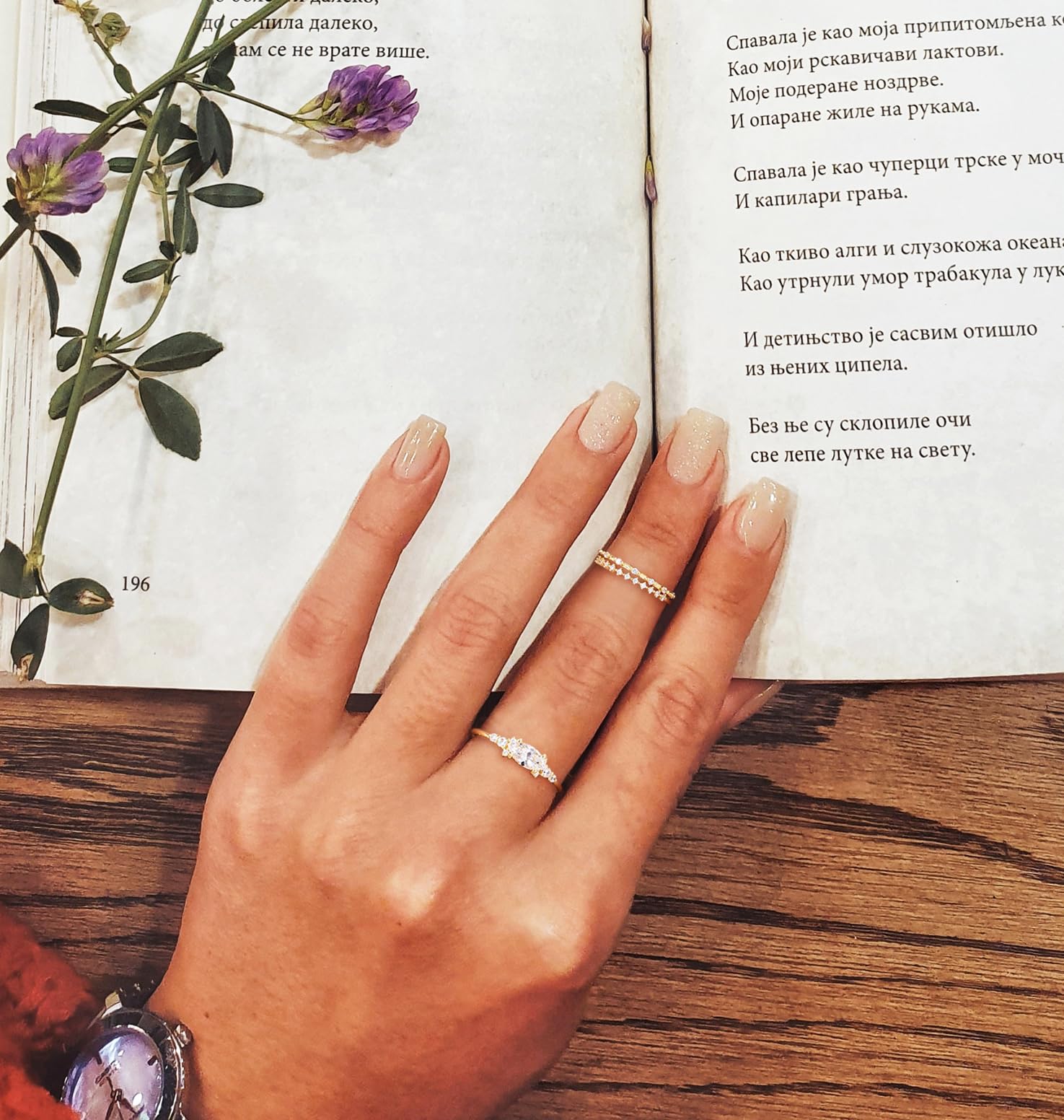 TIGRADE 1.5mm 14K Gold Plated Stacking Rings for Women Fashion Knuckle Thin Gold Ring Marquise & Round Cubic Zirconia Statement Ring Size 3-13, 3PCS, Size 7
