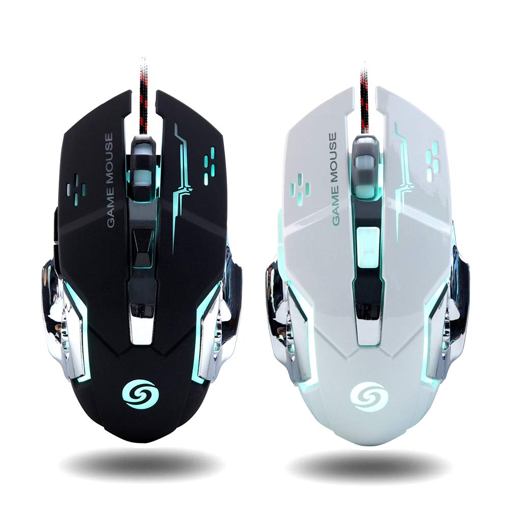 Shenligod [2Pcs] Gaming Mouse Wired Ergonomic Game USB Computer Mice RGB Gamer Desktop Laptop PC Gaming Mouse,6 Buttons for Windows XP, Vista, Win7/8,10, Mac OS System