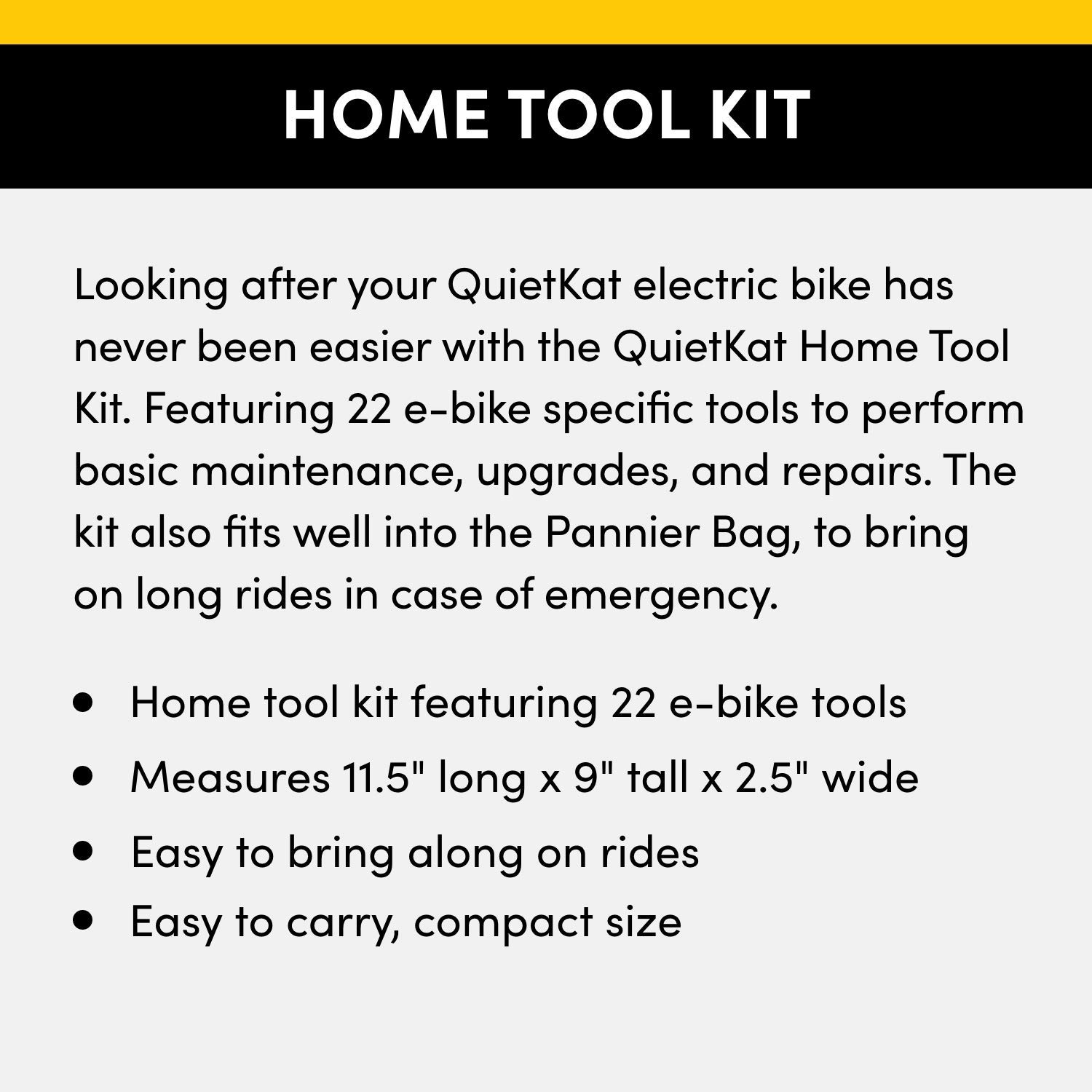QuietKat Home Tool Kit, Featuring 22 E-Bike Tools