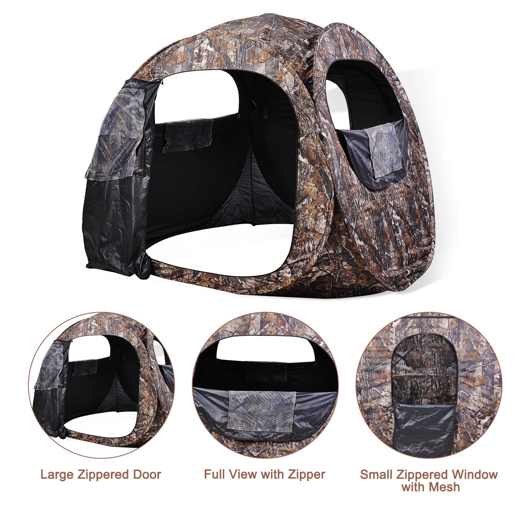 Outdoor Pop-Up Hunting Blind Tent Steel Wire Frame 300D Polyester Fibre Black-Out Interior Bottomless 60" L x 60" W x 68" H Windproof Waterproof US Delivery
