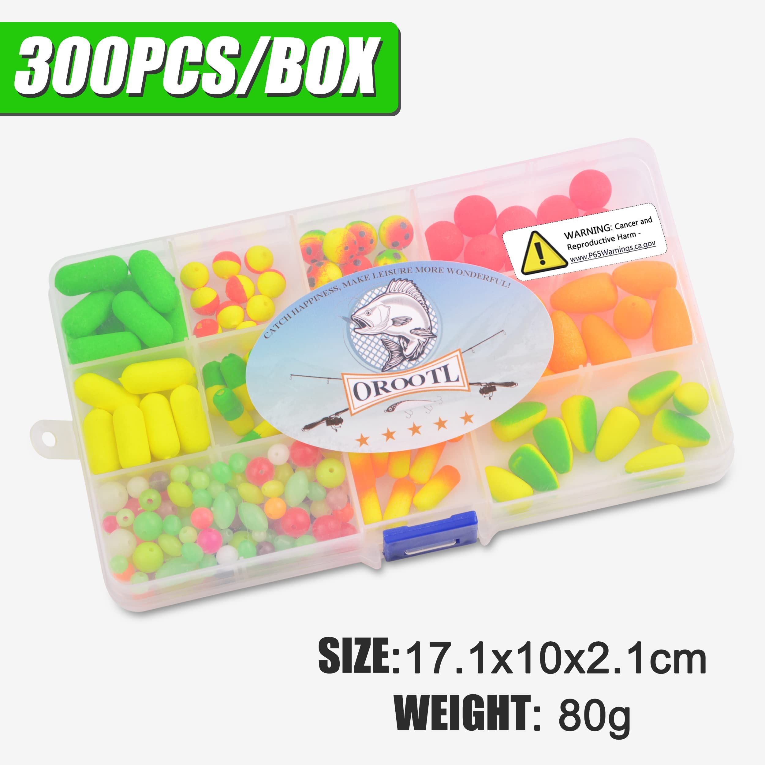 Pompano Rig Floats Beads Kit, 300pcs Pompano Floats Fishing Beads Set Foam Snell Floats Bobbers for Surf Fishing Live Bait Walleye Rig Making Bullet Cylinder Oval Foam Floats