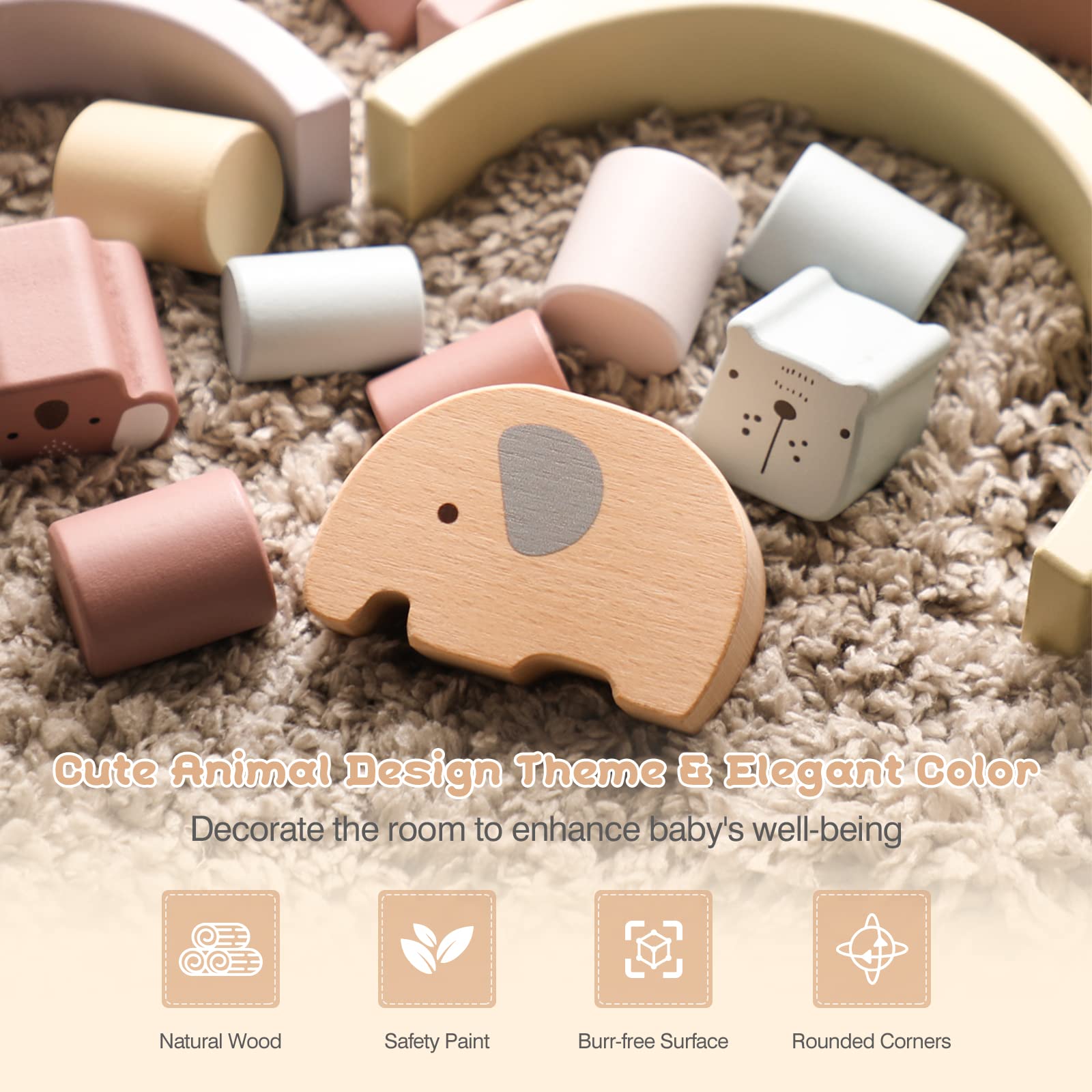Wooden Stacking Toys for Toddlers with Wooden Rainbow Stacking Toy, Animal Stacking Balancing Blocks Montessori Building Blocks for Preschool Kids Stacking Skill Developing Intelligence Play Kits