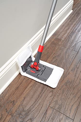 Rubbermaid Microfiber Flat Spin Mop Floor Cleaning System with Wringer Bucket, Red, Flat Floor Mop for Hardwood/Laminate/Vinyl/Tile/Stone Floors