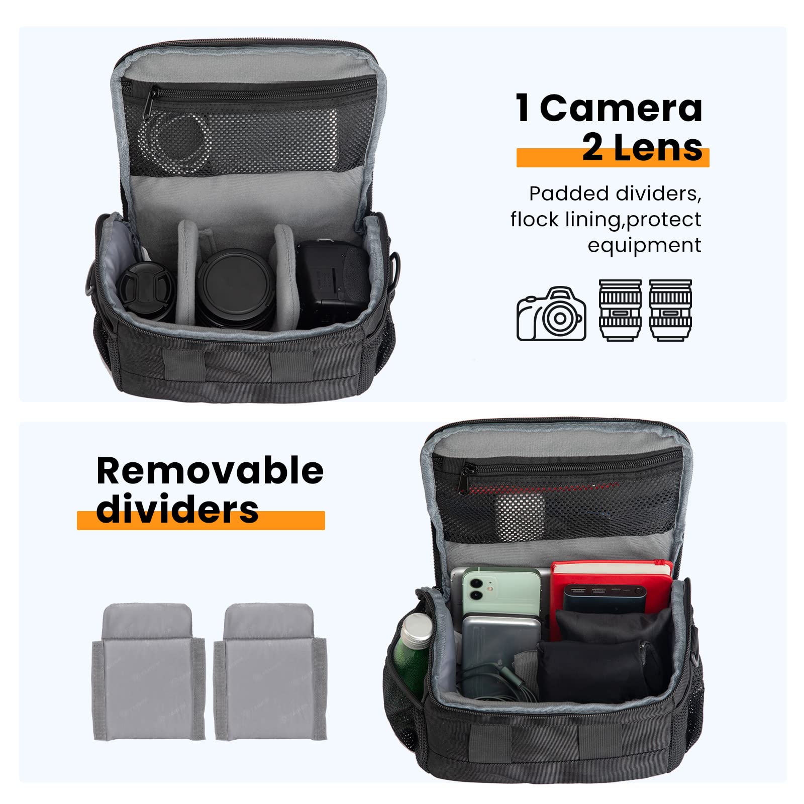 TARION Camera Bag Case DSLR Messenger Bag Small Camera Bag DSLR Shoulder Bag Camera Satchel Bag Gadget Bag Crossbody Sling Bag Case for SLR Mirrorless Compact Cameras Street Photography TSB-S