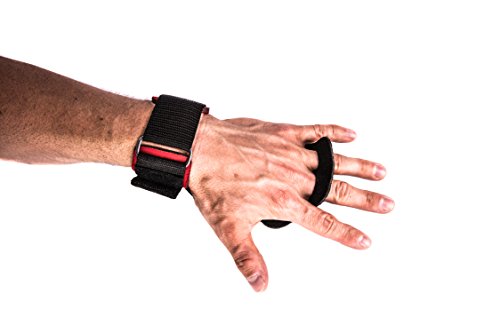 Pull-up Hand Grips with Wrist Wrap Protection for Cross-Training, Gymnastics, Fitness, Exercise, Skills and Drills, WODs, (Red, Medium Size)