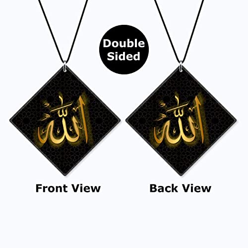TCOIGLOBAL Gifts Acrylic Islamic Car Hanging Accessories Allah Printed Printed for Good Luck Interior Decoration
