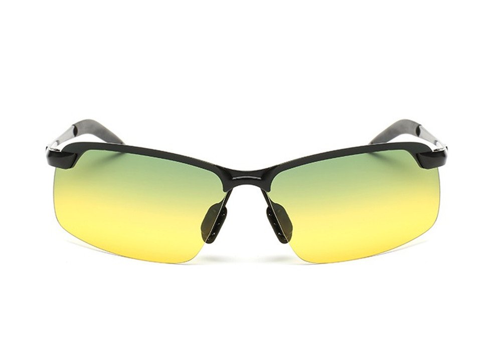 Runspeed Men's HD Day Night View Driving Glasses Polarized UV400 Anti-Glare Rain Day Night Vision Cycling Nighttime/Day Safty Sunglasses (Black)