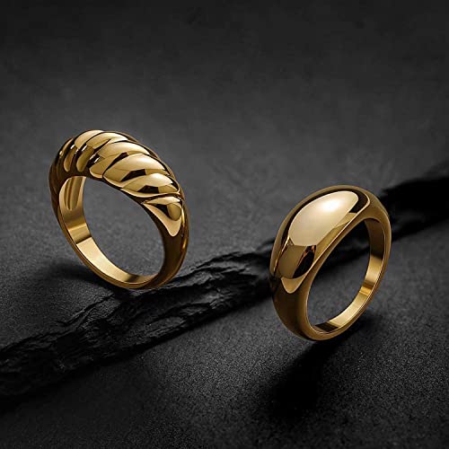 Pophylis Twisted Ring Stacking Band Statement Thick Stainless Steel Ring Size 10