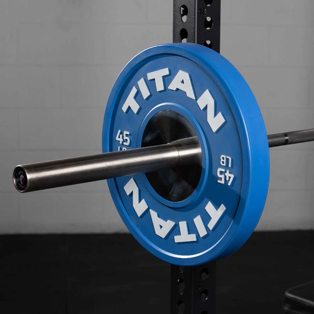Titan Fitness 45 LB Blue Elite Olympic Bumper Plate, Competition Weight Plates, Rubber with Steel Insert, Sold Individually