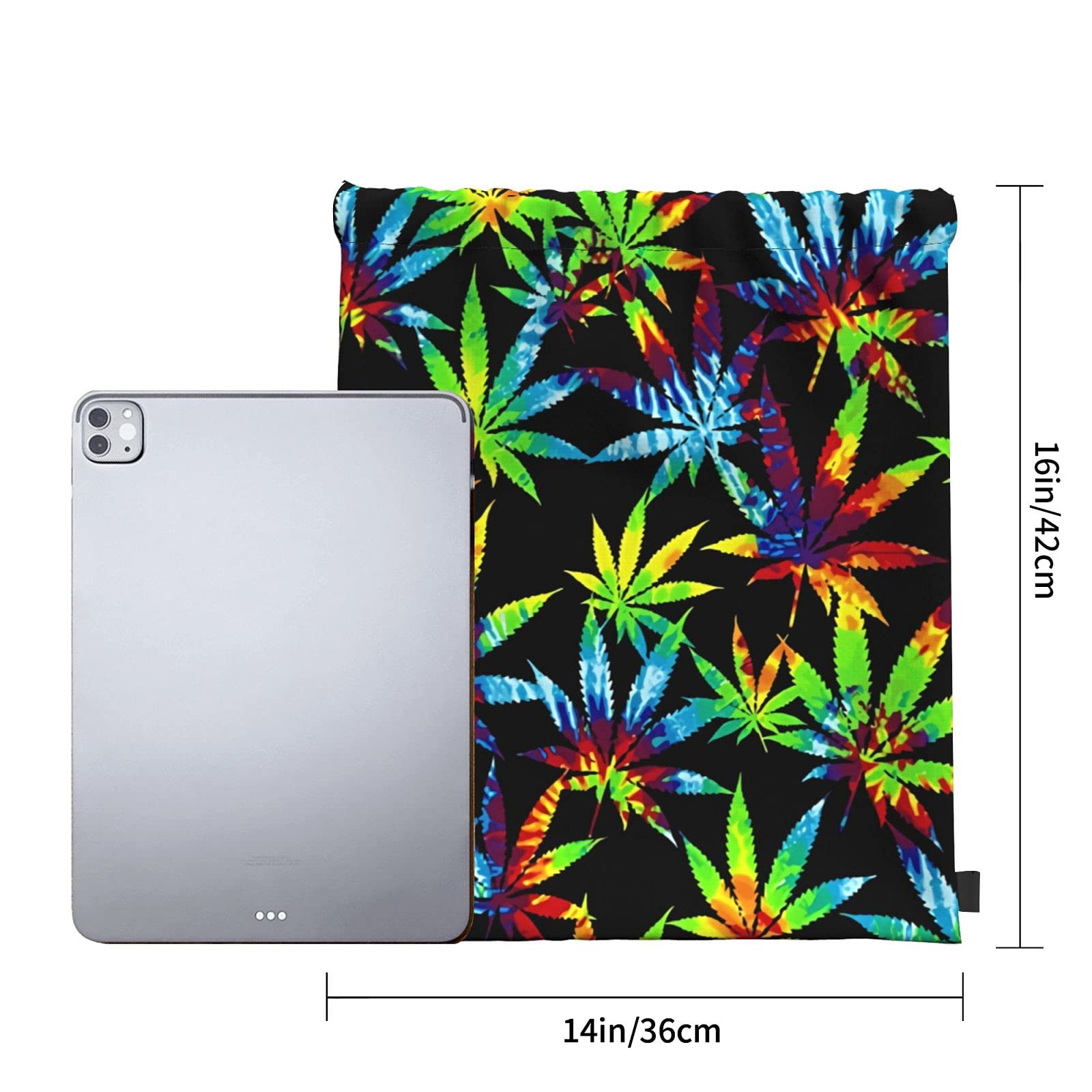 Tie Dye Weed Drawstring Backpack Bag Sport Gym Sackpack Waterproof Cinch Bags for Workout Yoga Beach Travel Camping
