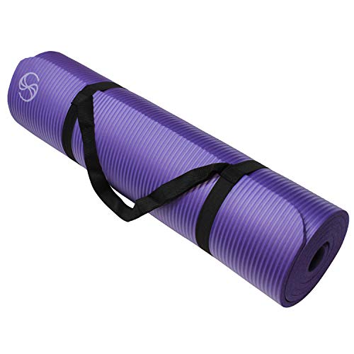 SOBEYO Yoga Mats 1/2-Inch Extra Thick/w Carrying Strap High Density All Purpose Exercise Sport Fitness Green