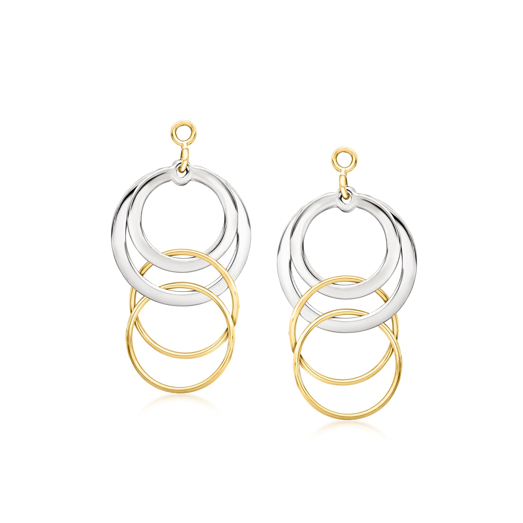 Ross-Simons 14kt Yellow Gold and Sterling Silver Circle Drop Earring Jackets