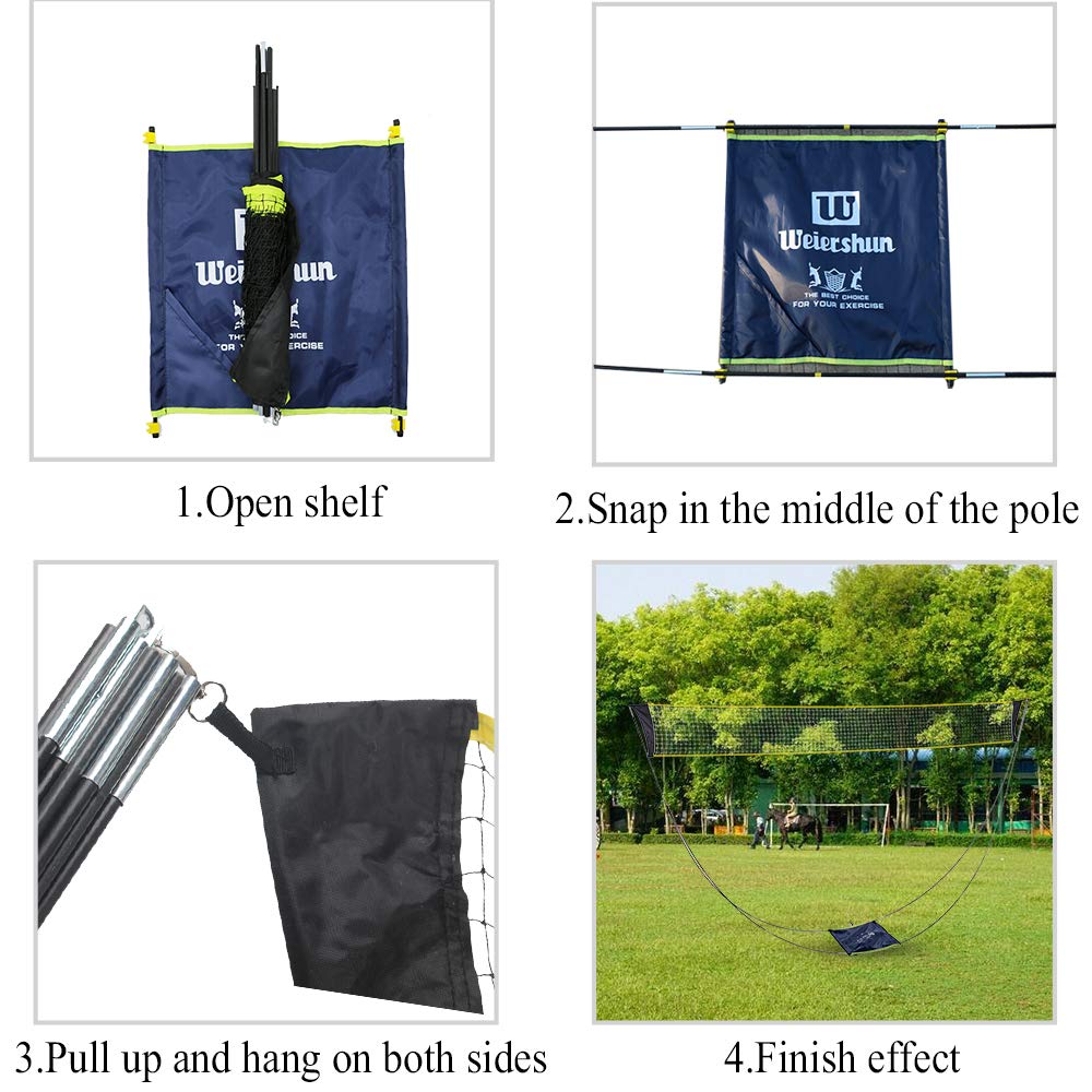 Quner Easy Setup Portable Badminton Net Foldable Net Rack with Carry Bag for Outdoor, No Tools Required