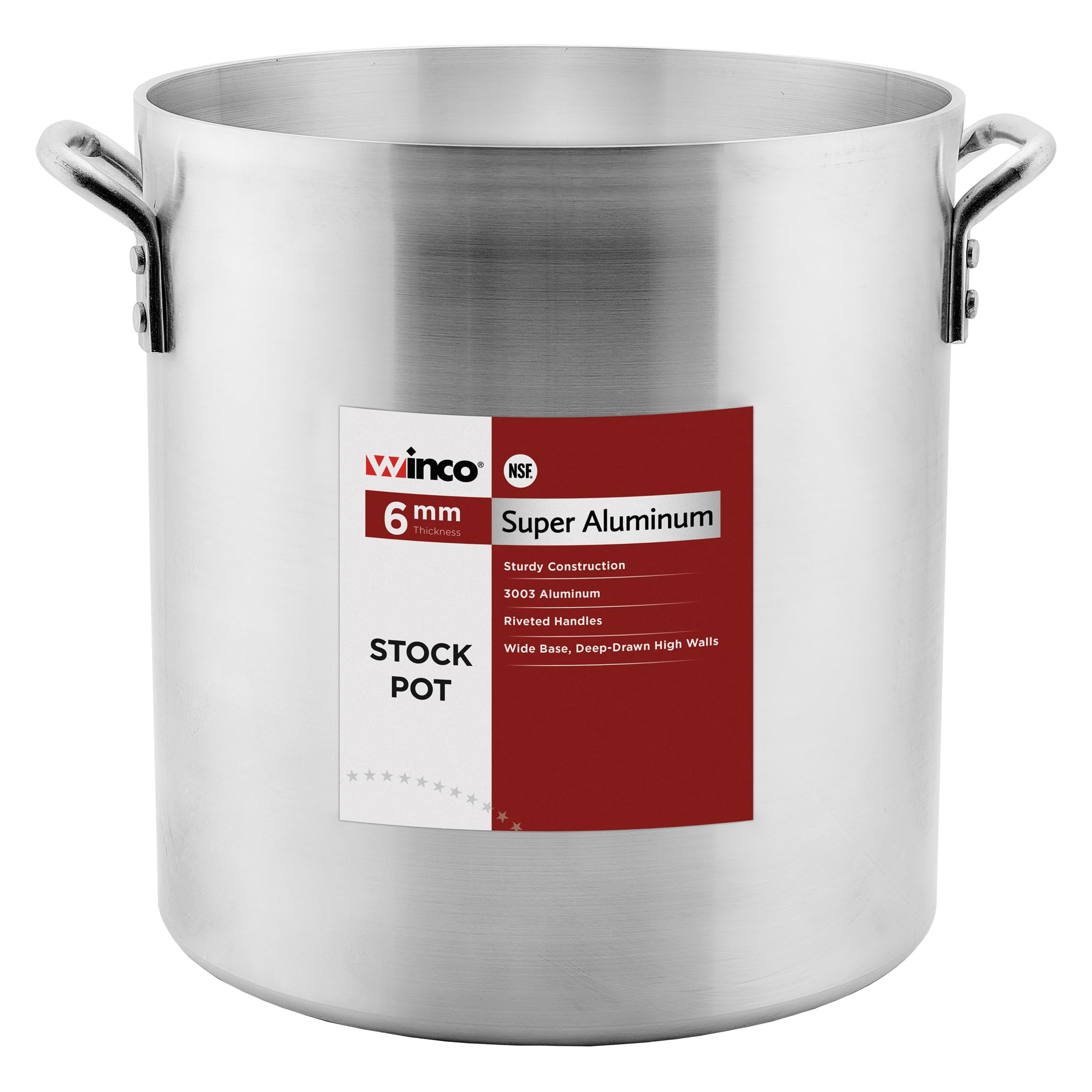 Winco USA Super Aluminum Stock Pot, Extra Heavy Weight, 12 Quart, Aluminum