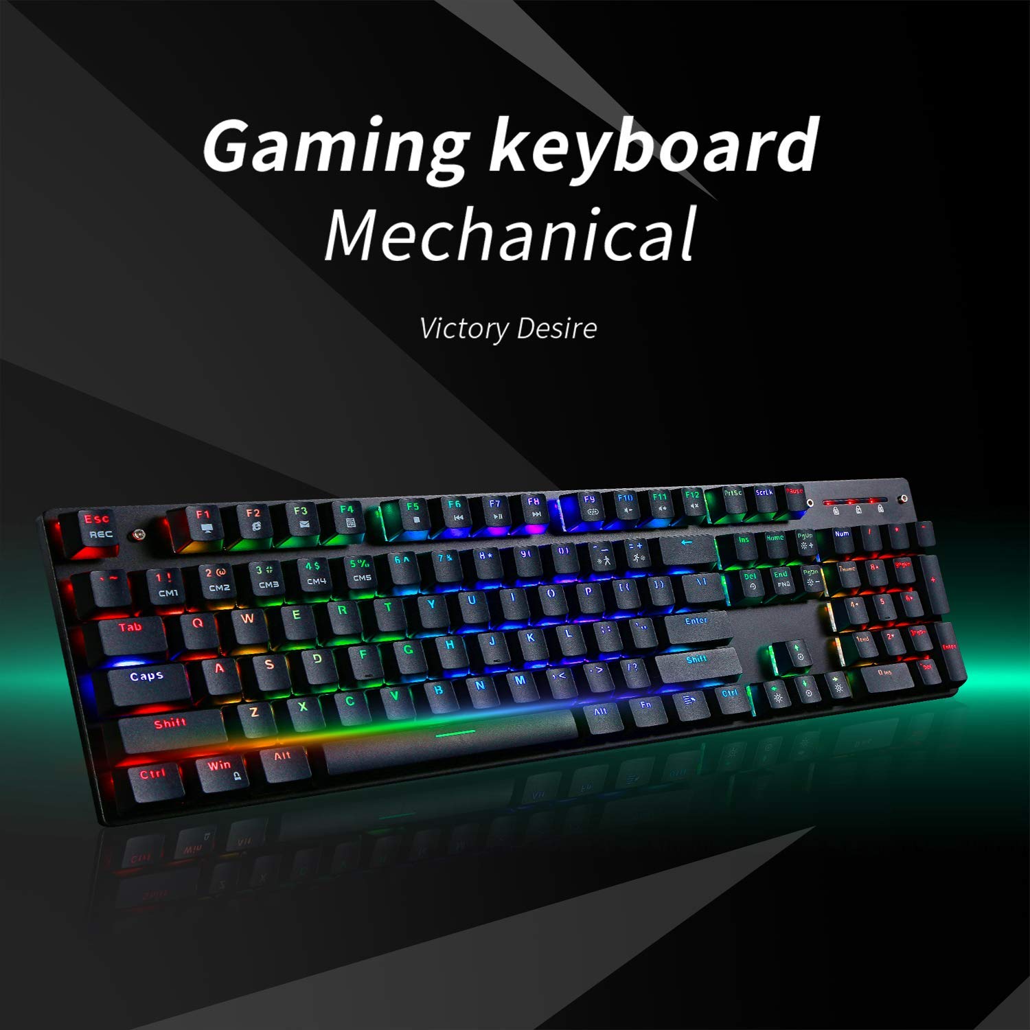 Teamwolf Mechanical Gaming Keyboard RGB 104 Full Keys Blue Switches Professional Anti-Ghost Programmable for PC Gamer and Laptop