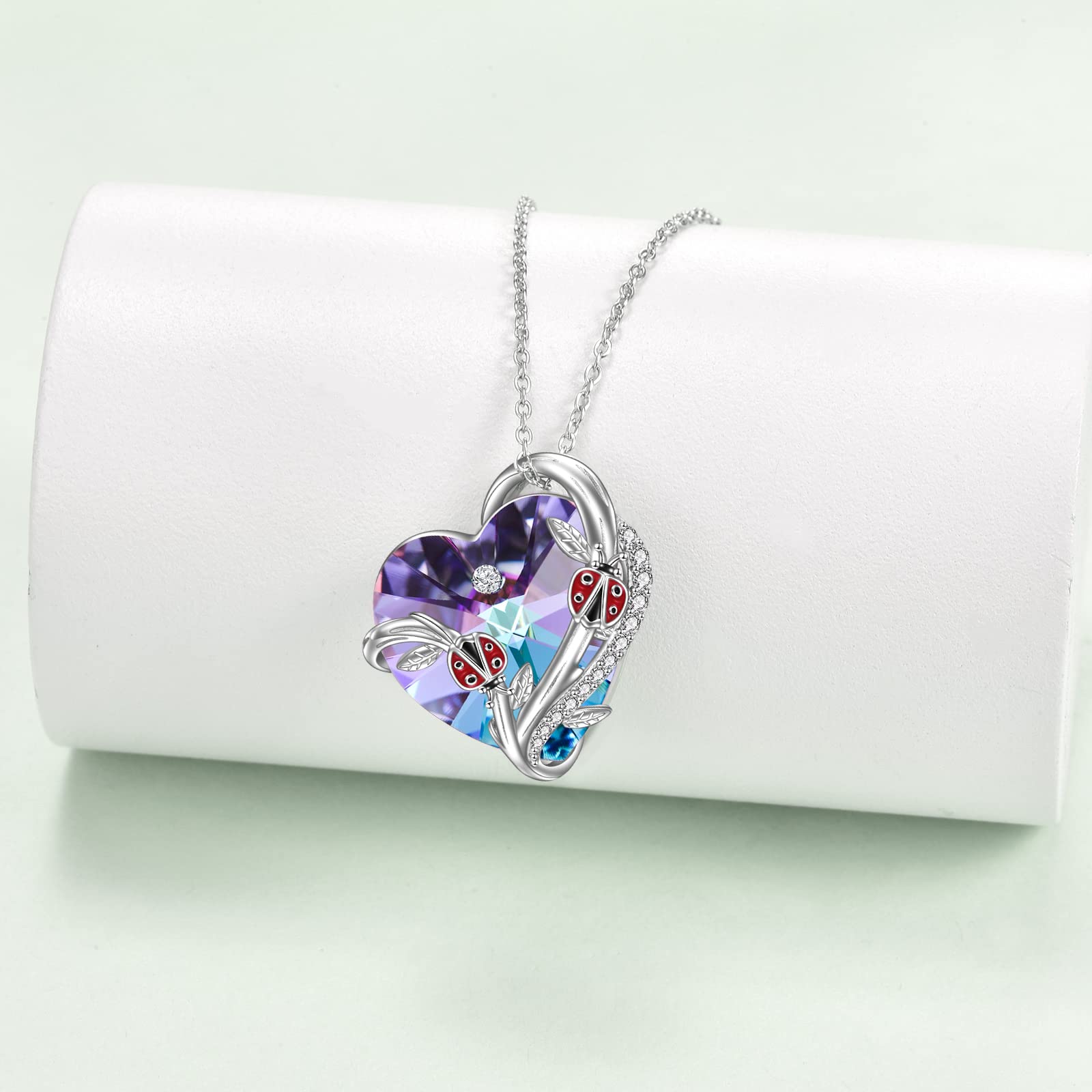 WINNICACA Ladybug Gifts Sterling Silver Ladybug Necklace for Women Crystal Ladybug Jewelry Ladybug Pendant for Teens Birthday