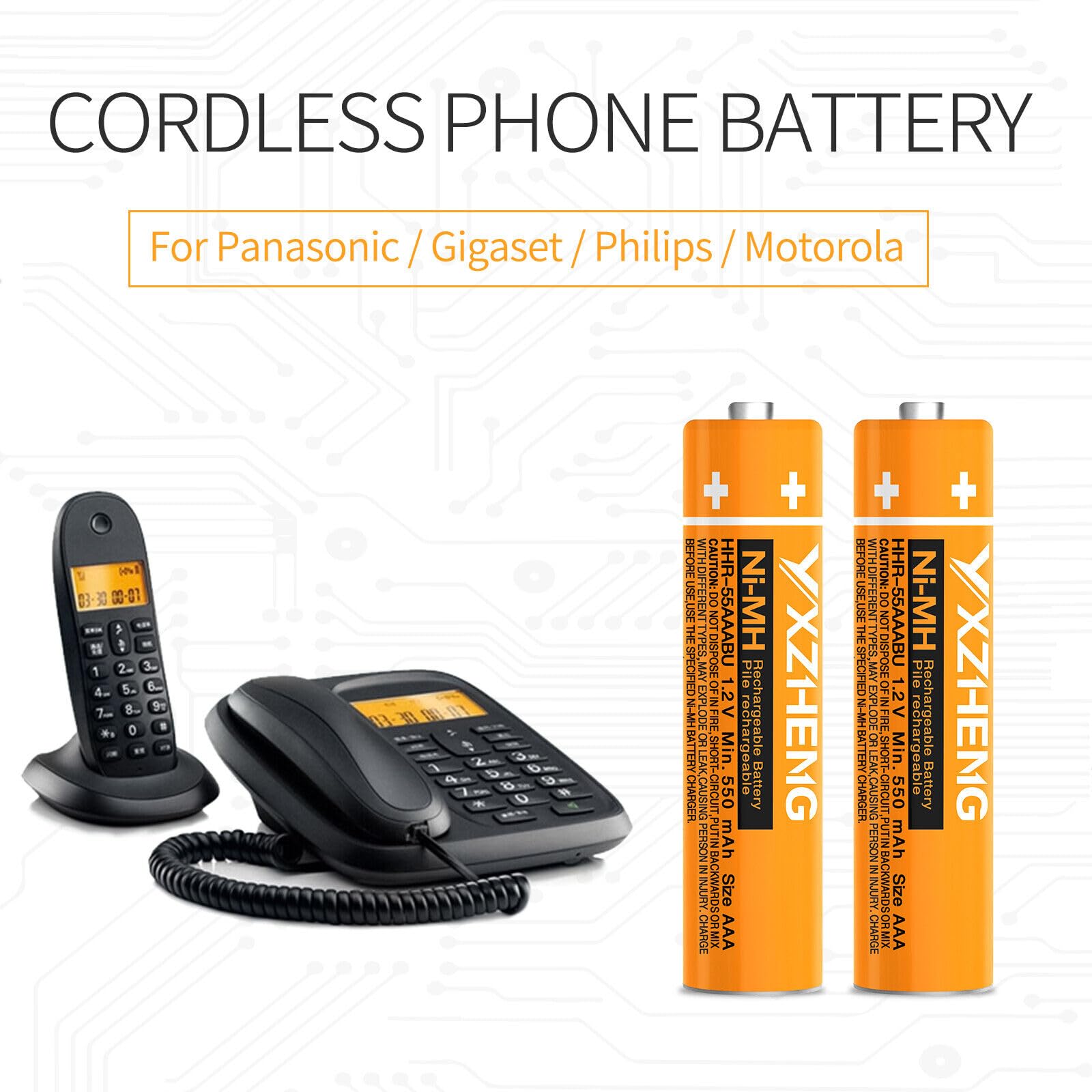 QWSHAN 4/8 pcs HHR-55AAABU AAA 1.2v Battery for Panasonic Cordless Wireless Phone Telephone Handset DECT 6.0 550mAh Rechargeable NI-MH (8pcs)