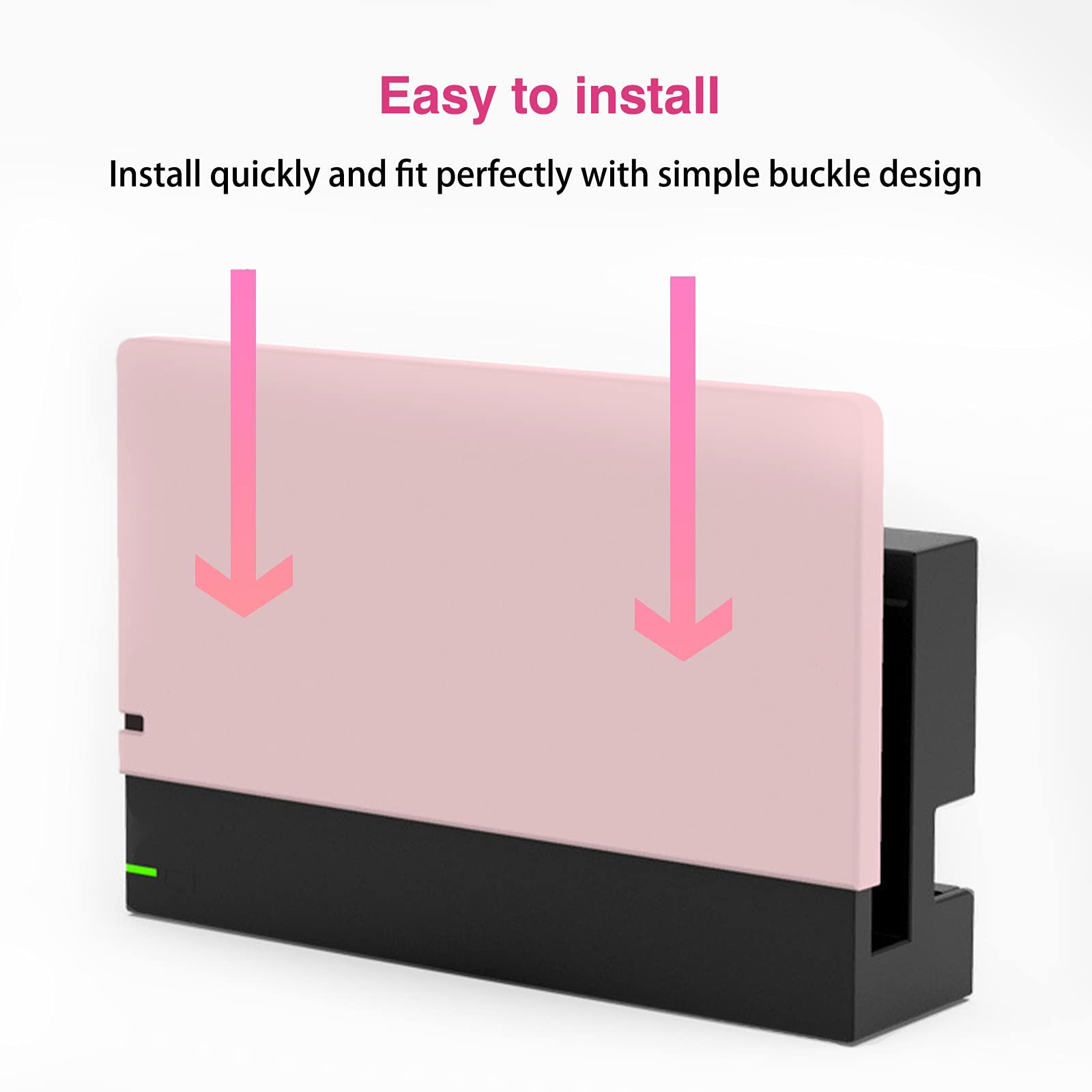 TIKOdirect Custom Faceplate Cover for Nintendo Switch Charging Dock, Hard PC Slim Shell Anti-Scratch [No Screwdriver Installation] for Switch Dock, Pink