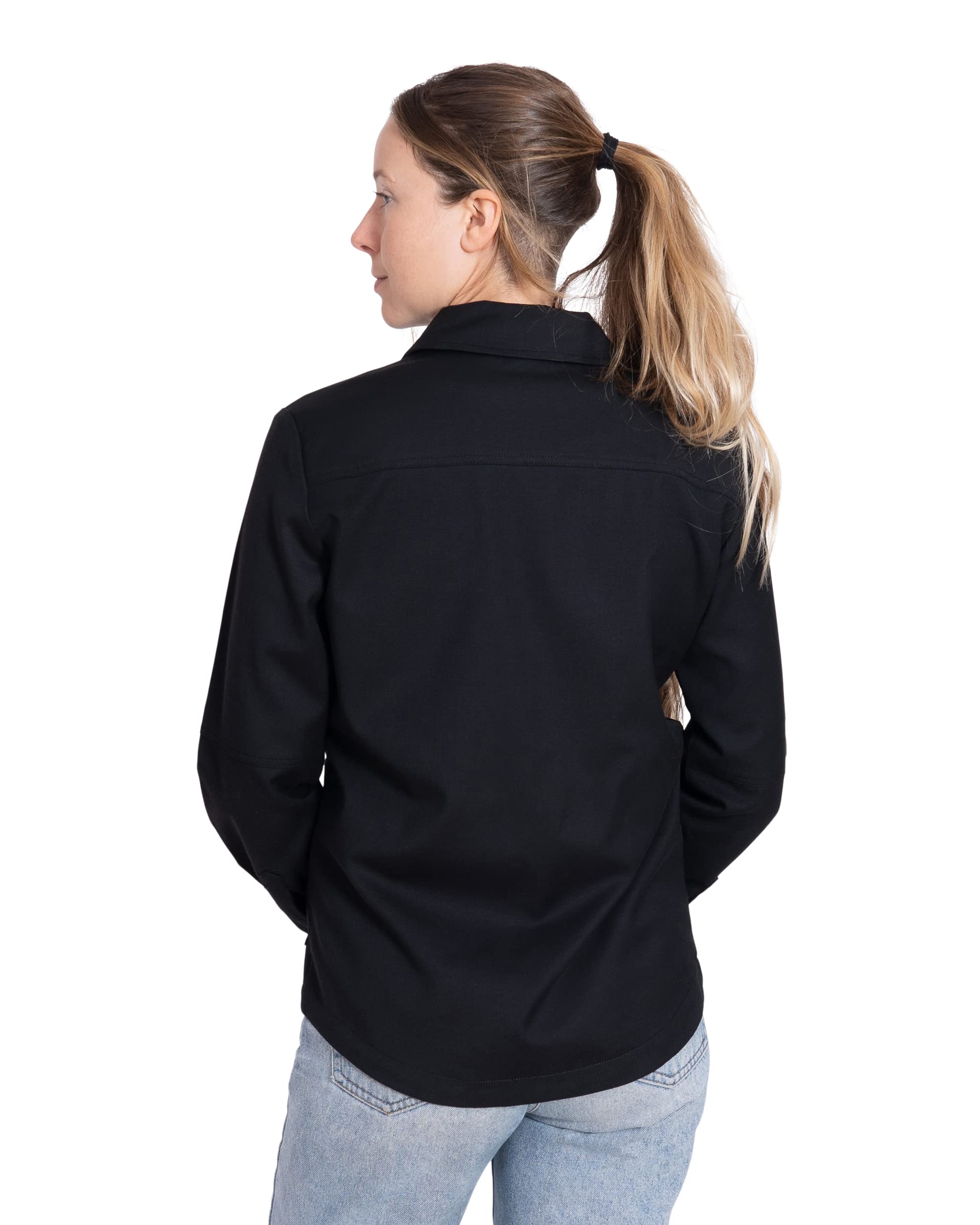 Woolly Clothing Women's Merino Wool Longhaul Shirt Jacket - Wicking Breathable Anti-Odor - Black - L