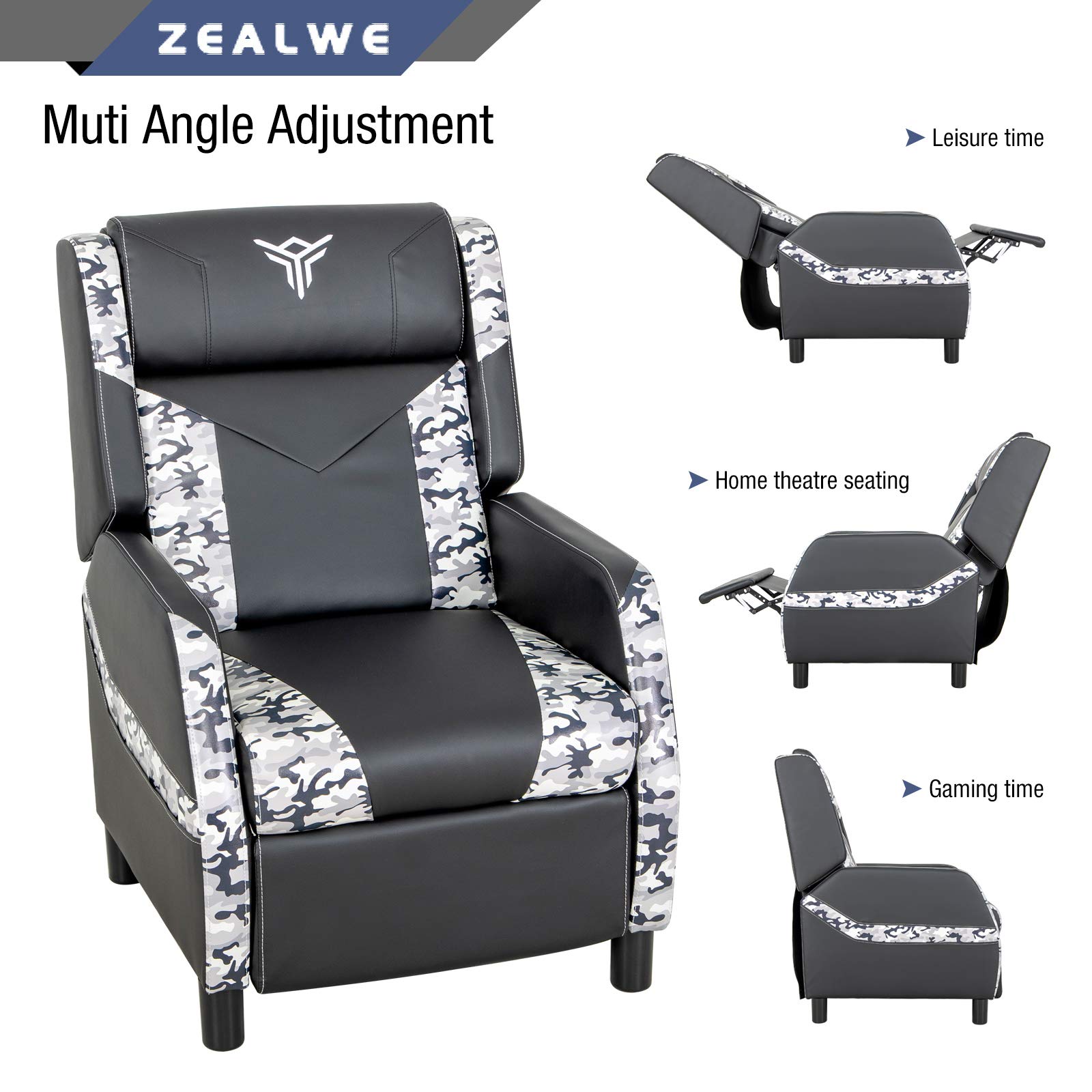 Racing Gaming Office Desk Chair - Ergonomic PU Leather Swivel Reclining Chair High Back Executive E-Sports Computer PC Video Game Chair with Footrest Adjustable Armrest and Lumbar Support