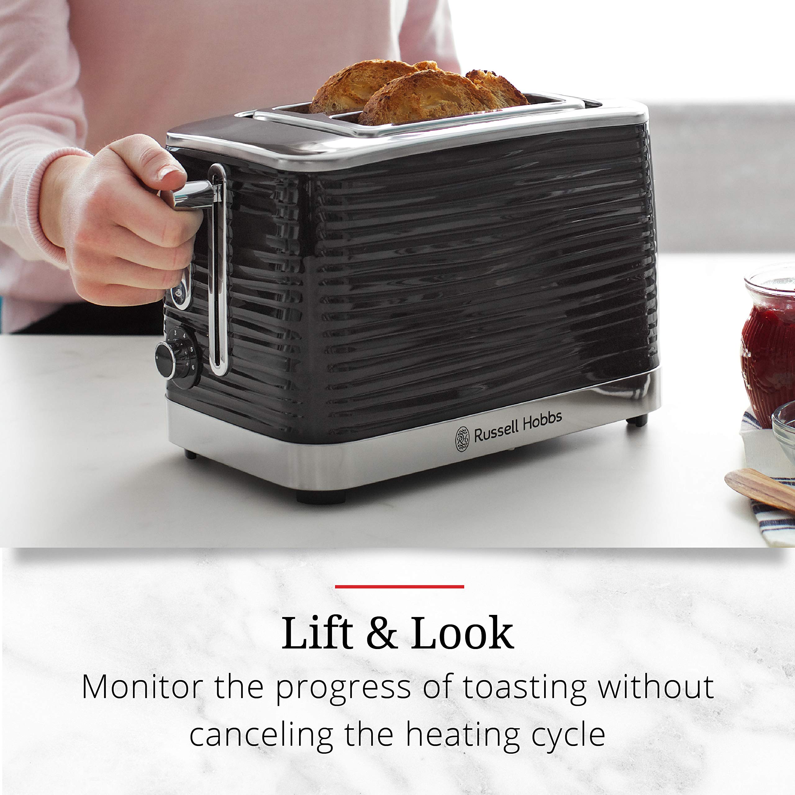 Russell Hobbs Coventry 2-Slice Toaster, Black, Included Warming Rack