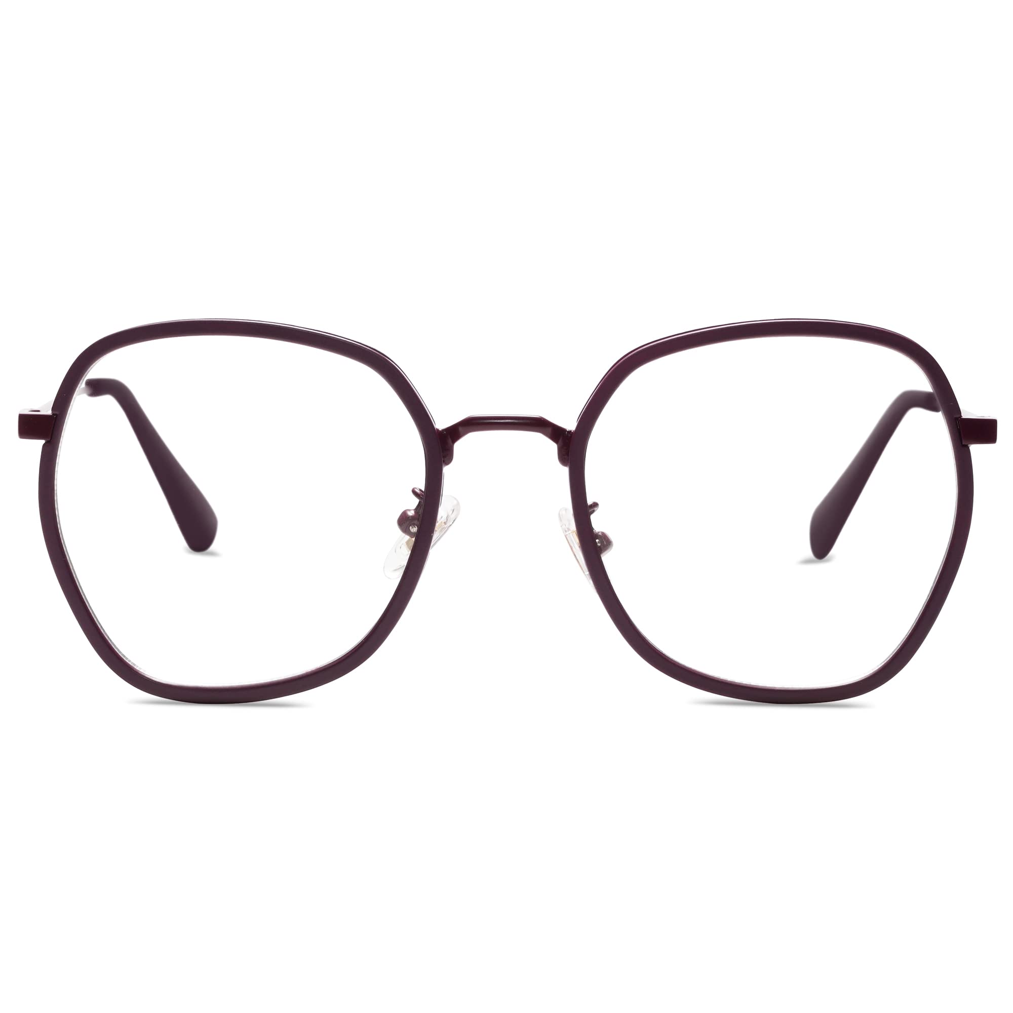 SOJOS Classic Hexagonal Glasses Anti-Blue Light Blocking Eyewear Metal Plastic Frame SJ5133 with Pink Frame/Anti-Blue Light Lens