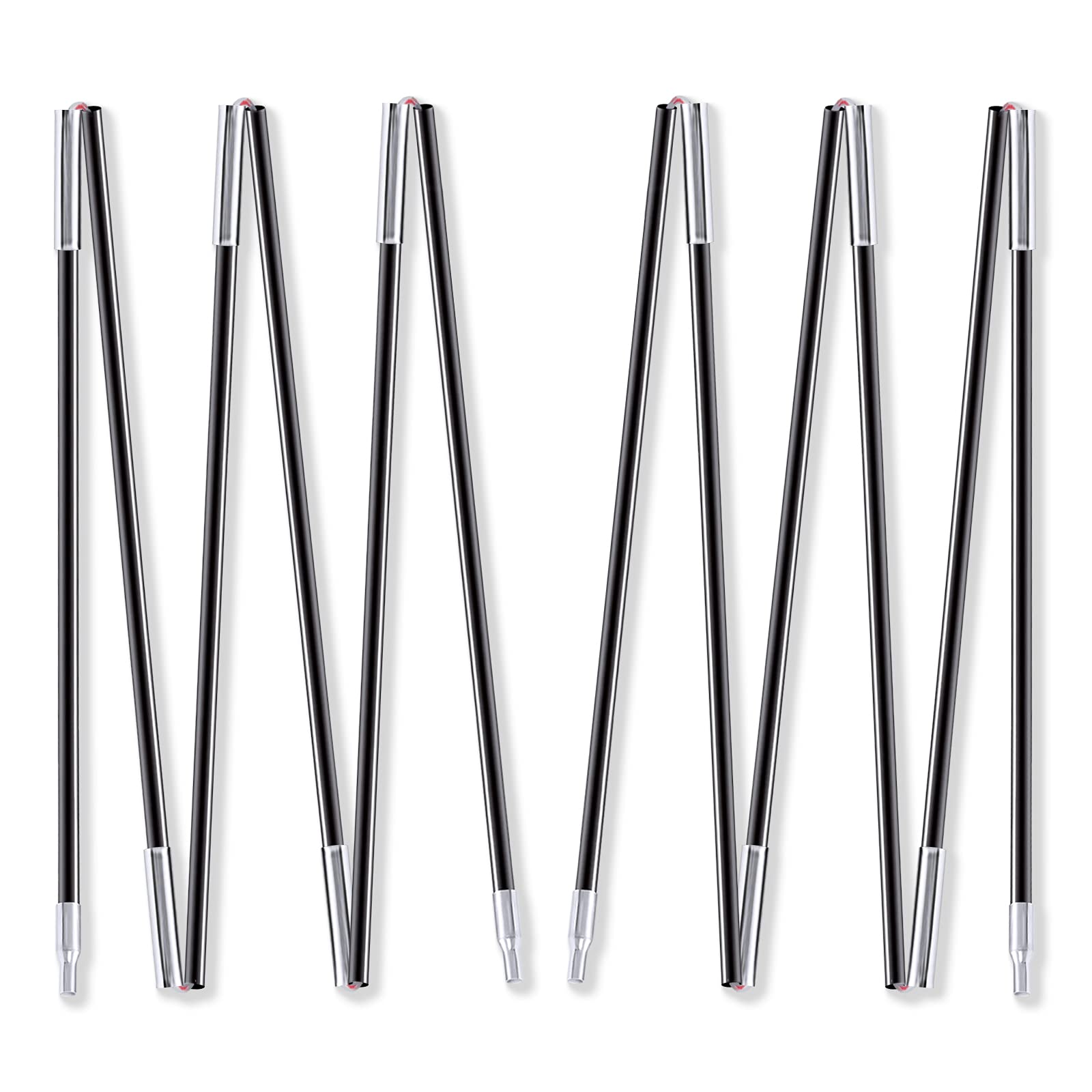 VideoPUP Tent Fiberglass Pole Kit Rod Replacement Tent Poles Accessories, Multifunction Lightweight Tent Pole Repair Kit,2 Sets 6 Sections,Fits 78×40in Single Tent, Pole Length 124"