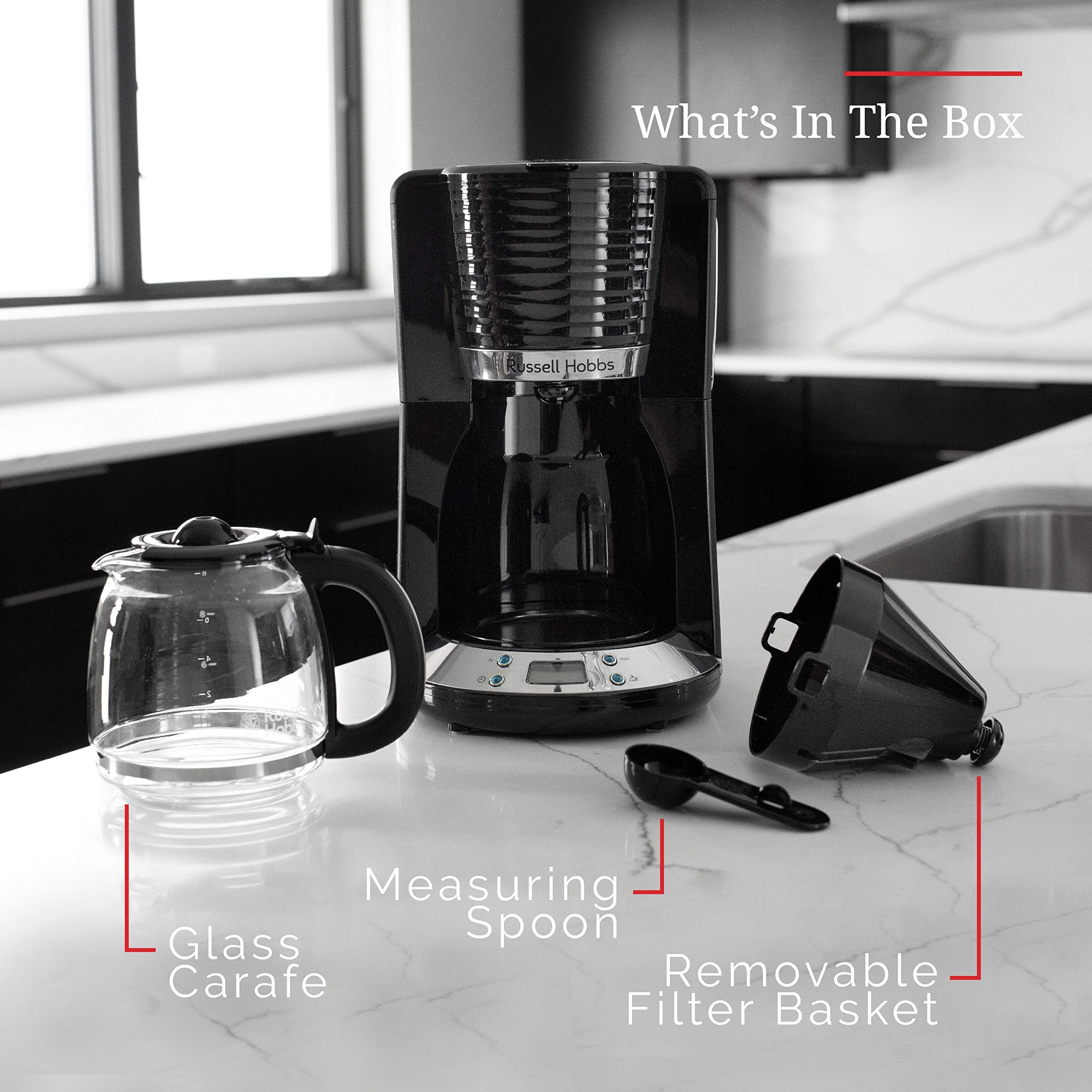 Russell Hobbs CM4300BR Coventry 8-Cup Coffeemaker, 1.25L (42-oz.) Capacity Glass Carafe, Black (Renewed)