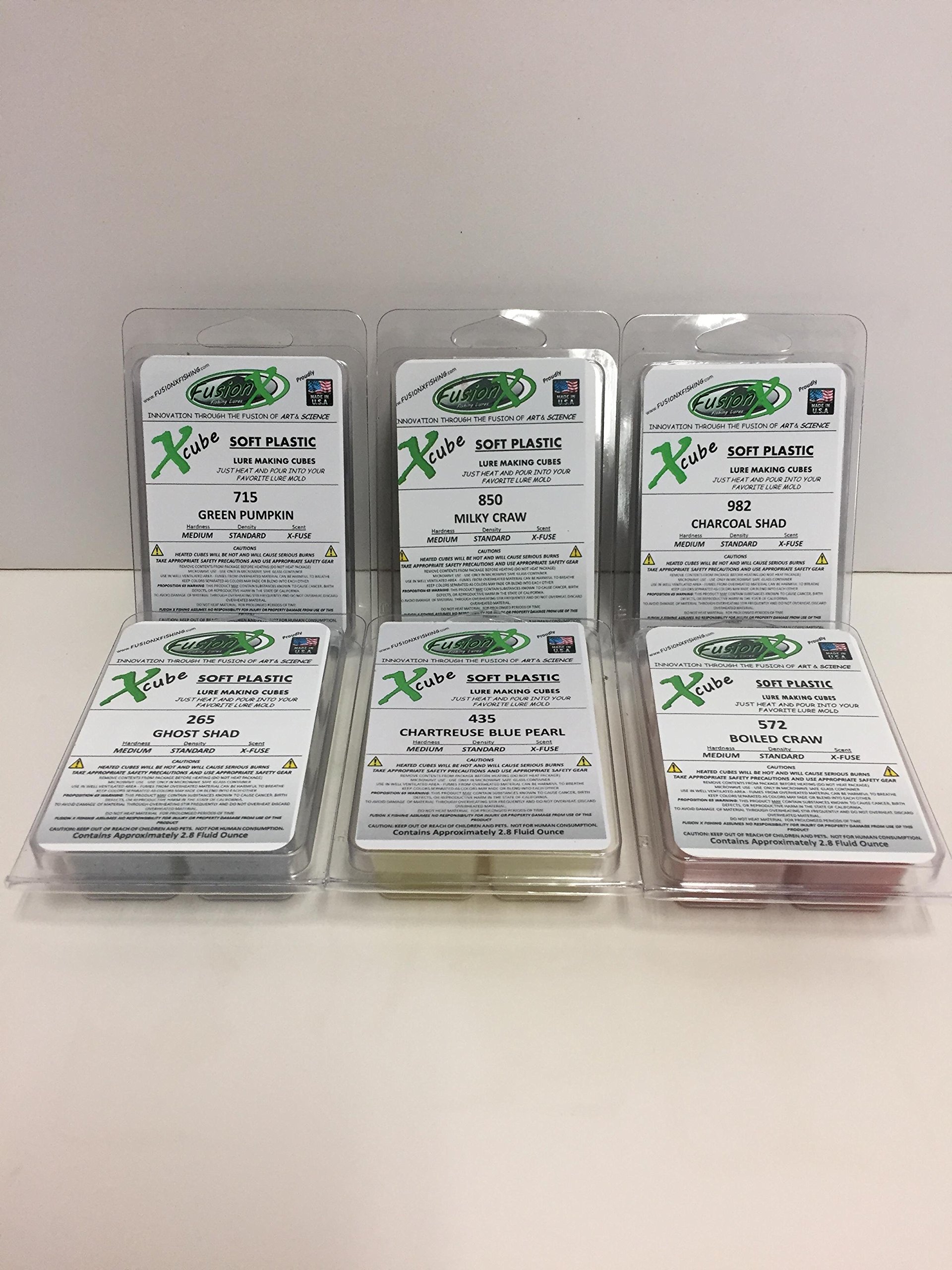 PLASTISOL Fishing Lure Making Plastic Cubes - Starter KIT 6 Pack - Over 16 oz (1 Pint) Total Resin
