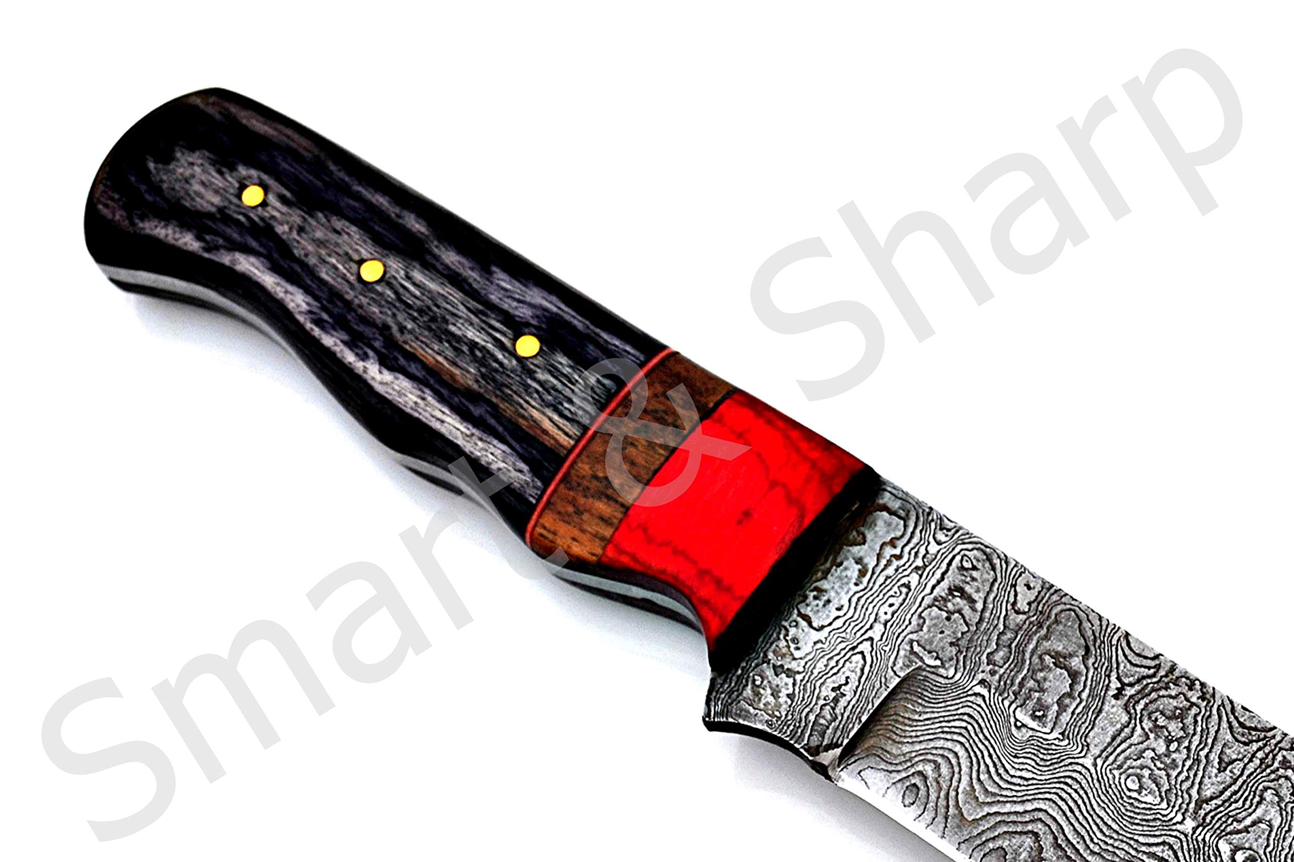 Smart & Sharp Custom Handmade Damascus Steel Hunting Knife/Skinning Knife AA-17284 (Black Wood)