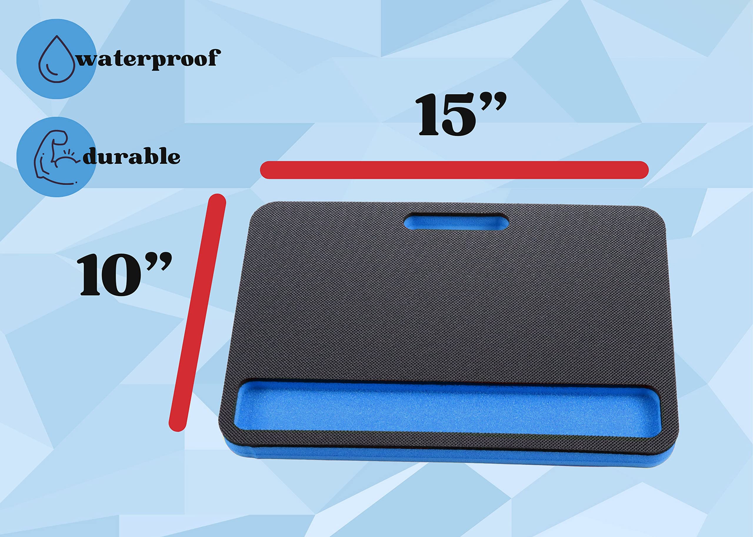 Polar Whale Portable Knee Cushion Blue and Black with Tool Pocket for Home Garden Work Automotive Workshop and More Durable Thick Comfortable High Density Waterproof Foam 15 x 10 Inches Kneeling Pad