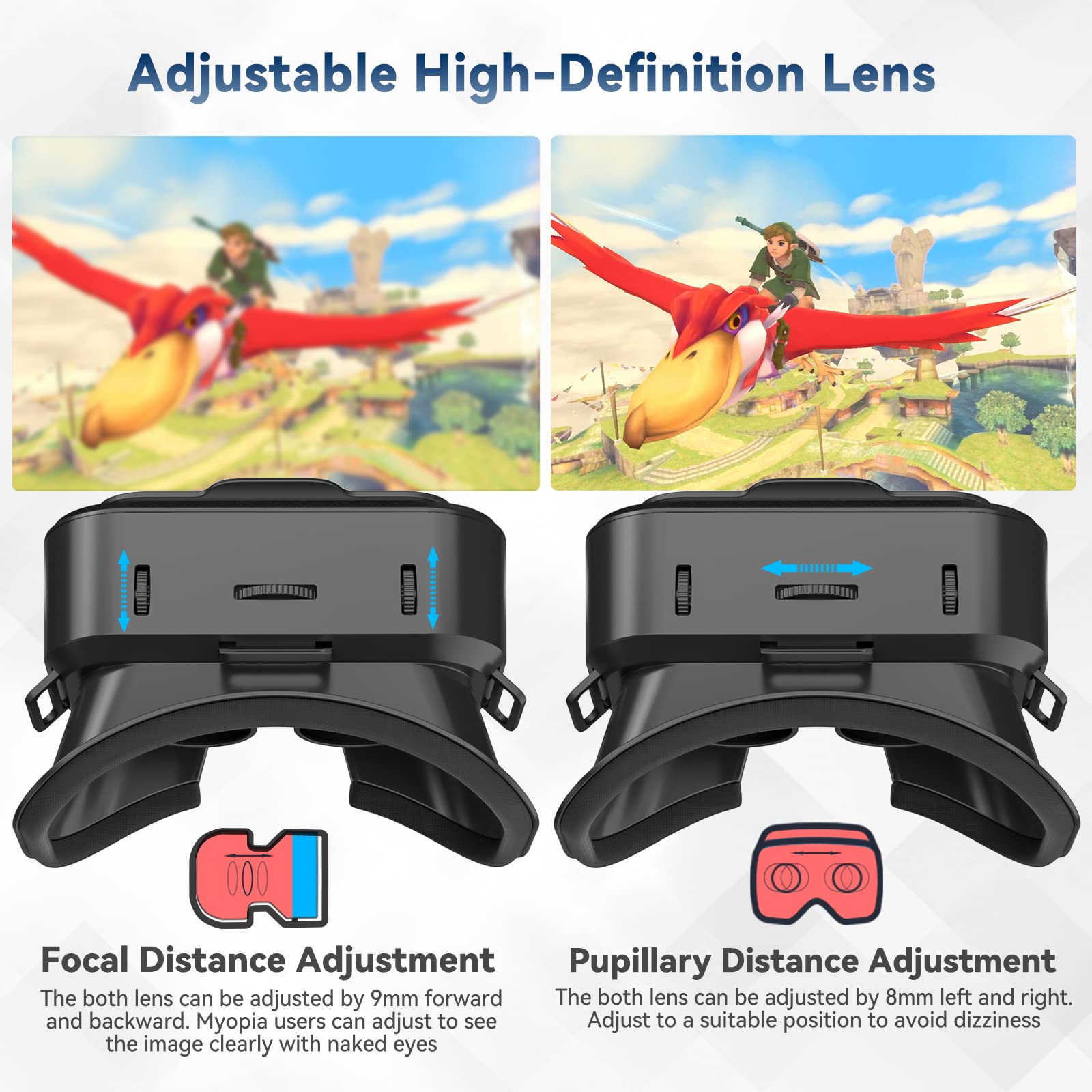 VR Headset Replacement for Nintendo Switch & Nintendo Switch OLED, VR Switch Headset with 3D High-Definition Virtual Reality Glasses, VR Goggles Compatible with Nintendo Switch & OLED Version