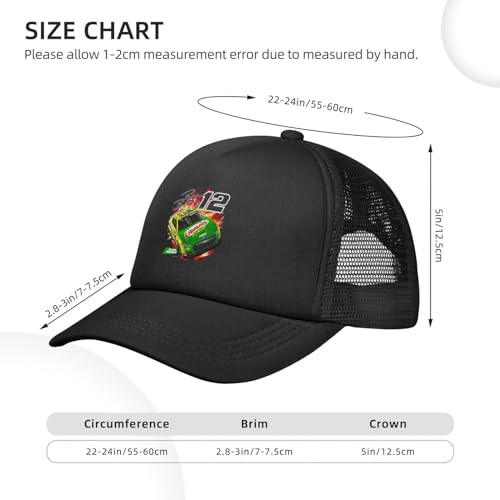 Ryan Blaney 12 Men's Adjustable Mesh Back Cap Curved Bill Snapback Mesh Baseball Cap Breathable Sun Hat