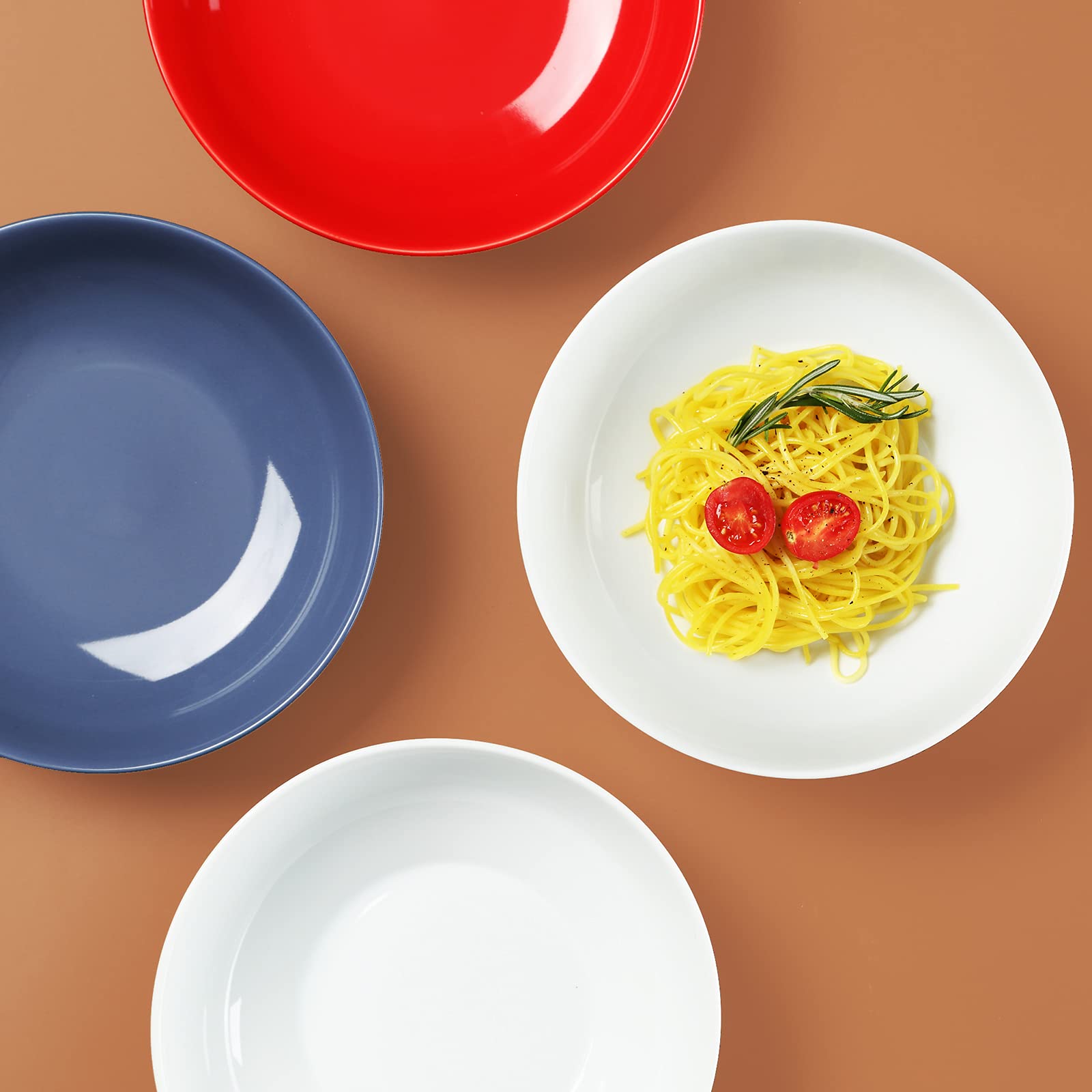 Yedio Porcelain Square Dinner Plates and Pasta Bowls Bundle
