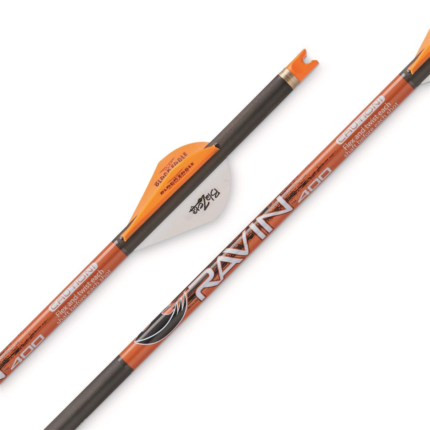 Ravin R138 20-Inch 400-Grain Carbon Crossbow Bolts With 2-Inch Offset Vanes, Inserts And Nocks For Use Exclusively With Ravin Crossbows, .003 Straightness, Black, Package of 6
