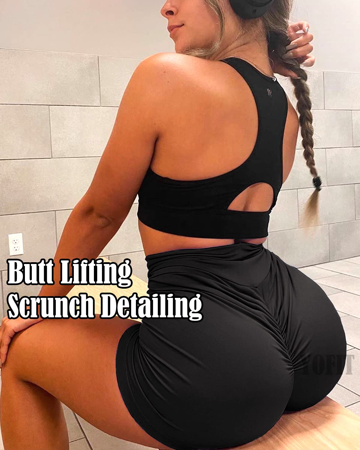 YOFIT Contouring Scrunch Butt Lifting Shorts for Women Gym Workout Spandex Booty Shorts Grey M