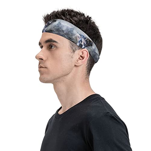 Workout Headbands for Men Women Magic Misty Wolf Breatheable Hair Bands Training Sweat Bands