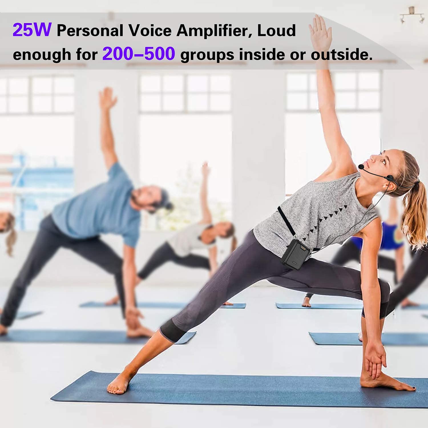 Portable Voice Amplifier with Headset Microphone Wired 25W 4400mAh Waterproof Bluetooth Voice Speaker Rechargeable Pa Speaker System Loudspeaker for Outdoors, Teachers, Tour Guides, Instructors etc…