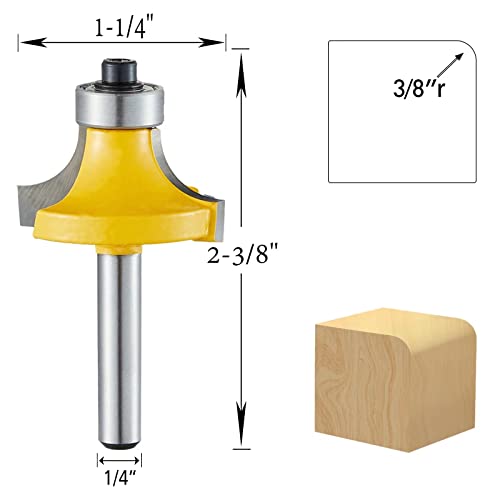 Yueqing Zhongji roundover Router bit 1/4 Shank Router bits 1/4 Shank 1/4-Inch Shank Roundover Edging Router Bit Set,Corner Rounding Edge Forming Bit Set, 1/8", 1/4", 3/8", 1/2" Radius (4 Pack)