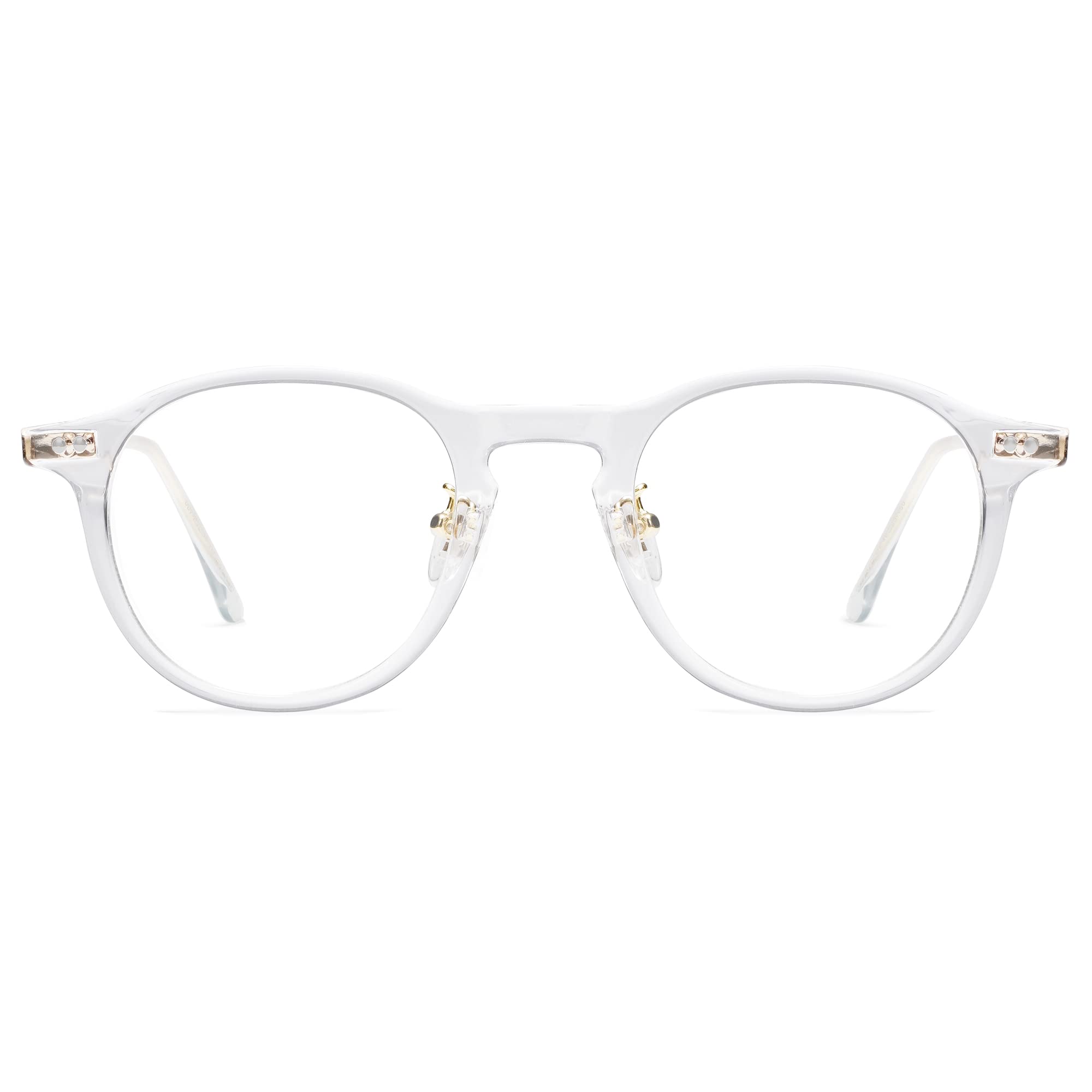 SOJOS Retro Round Blue Light Blocking Computer Glasses for Men Women Anti Blue Ray Clear Lens Glasses SJ5119 with Crystal Frame