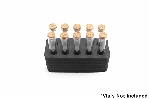 Polar Whale Test Tube Rack Durable Black Foam Storage Holder Organizer Stand Transport Holds 10 Tubes Fits up to 25mm Diameter