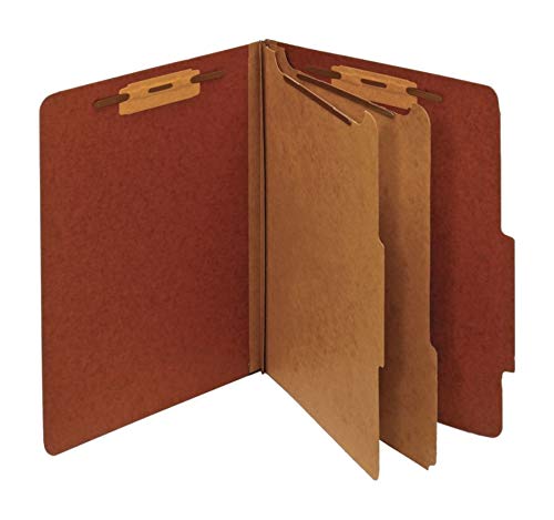 Office Depot Classification Folders, 2 1/2in. Expansion, Letter Size, 2 Dividers, Red, Pack of 5, OM01730